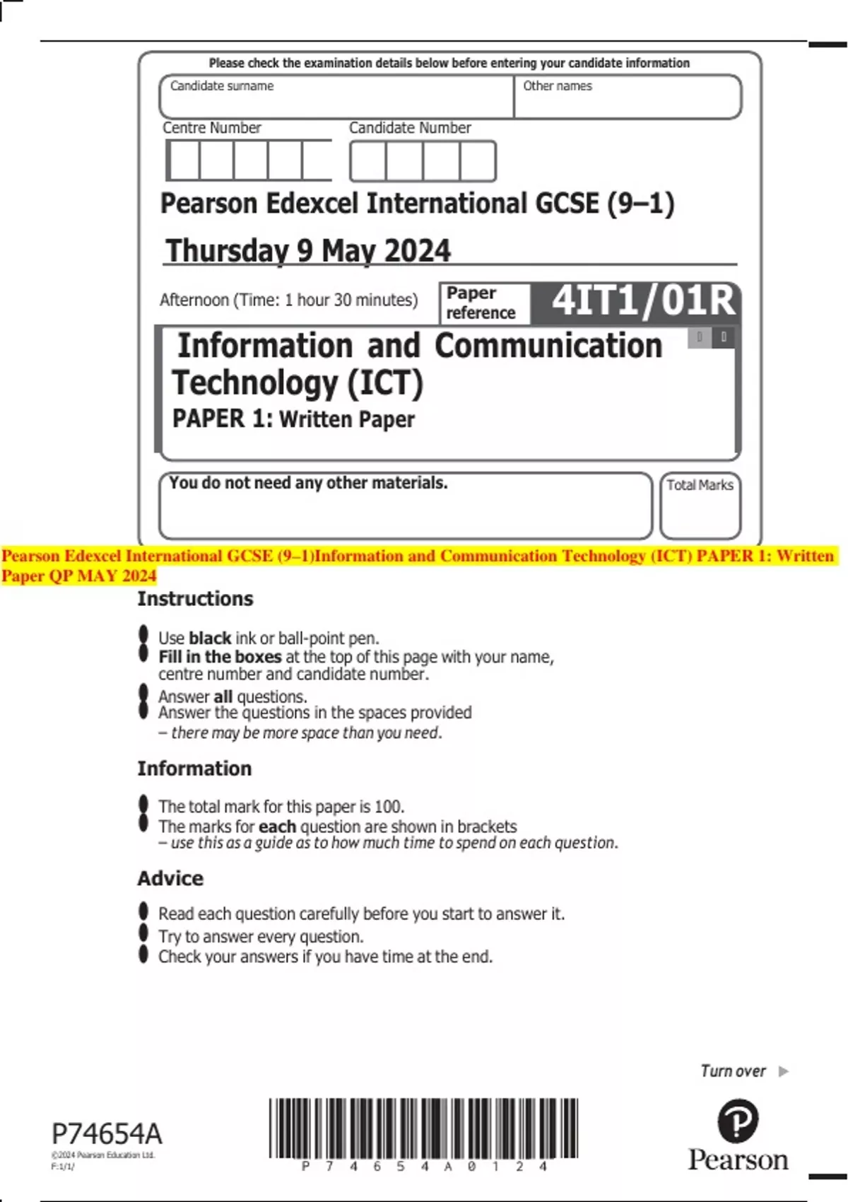 Pearson Edexcel International GCSE (9–1)Information and Communication ...