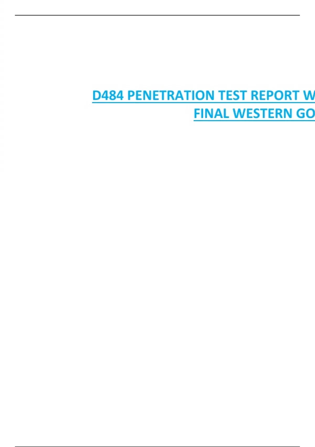 D484 PENETRATION TEST REPORT WESTERN VEIW HOSPITAL PENTEST PLAN FINAL ...