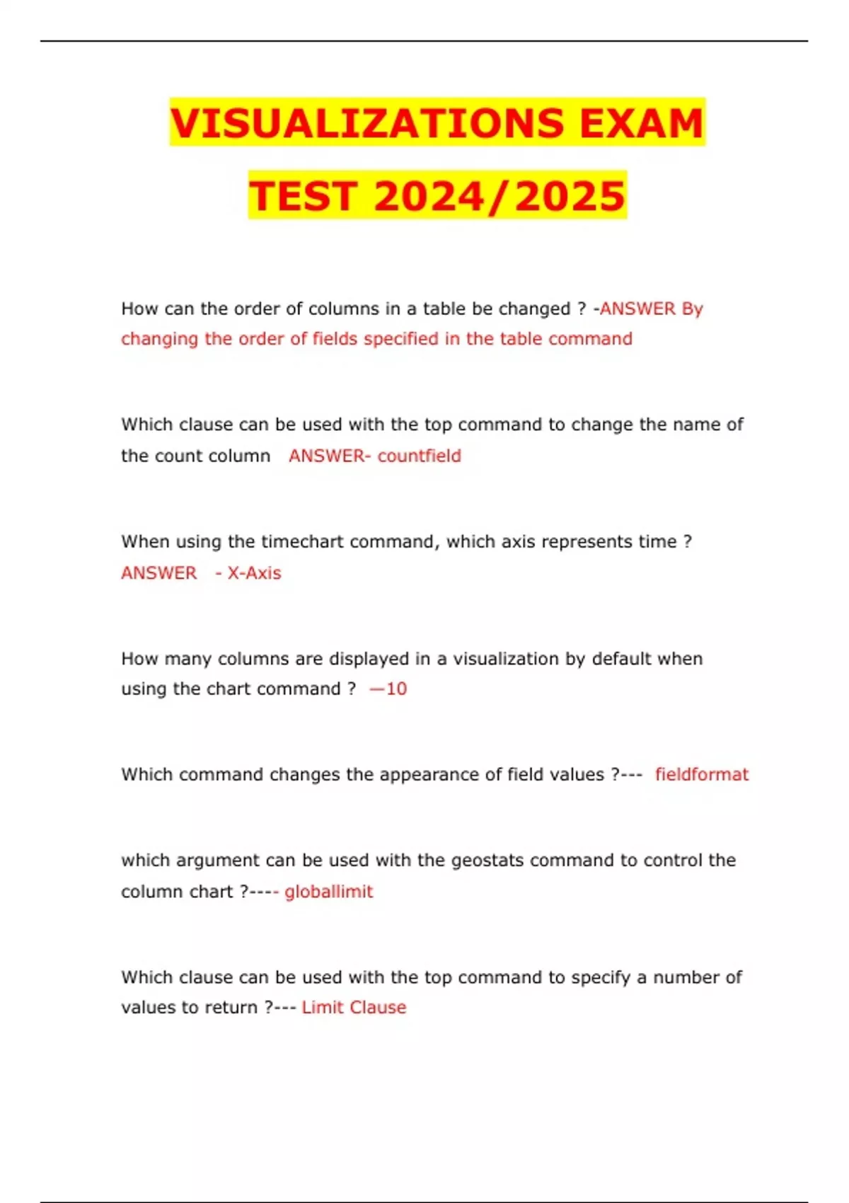 VISUALIZATIONS EXAM TEST 2024/2025 - VISUALIZATIONS - Stuvia US