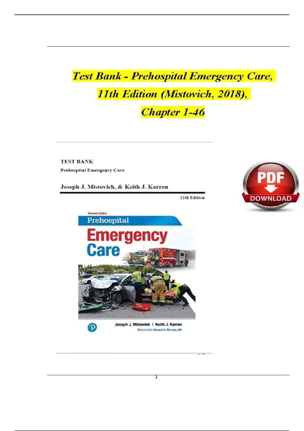 Test Bank For Prehospital Emergency Care 12th Edition By Joseph J ...