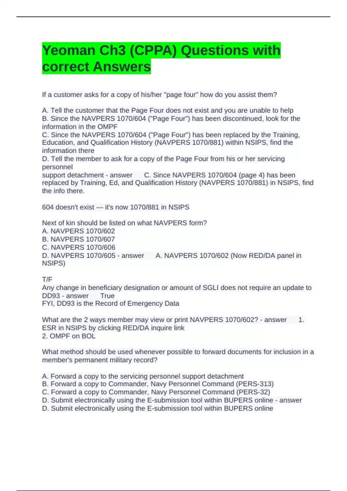 Yeoman Ch3 (CPPA) Questions with correct Answers - CPPA - Stuvia US