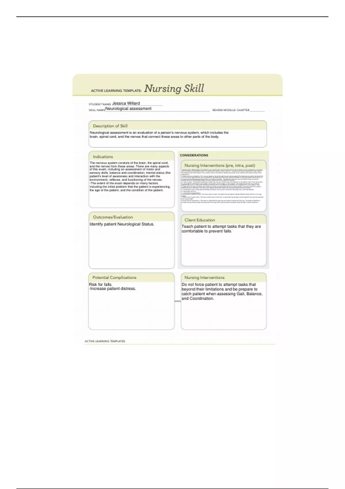NUR 101 Neurological Assessment ATI Template - NURSING 101 - Stuvia US