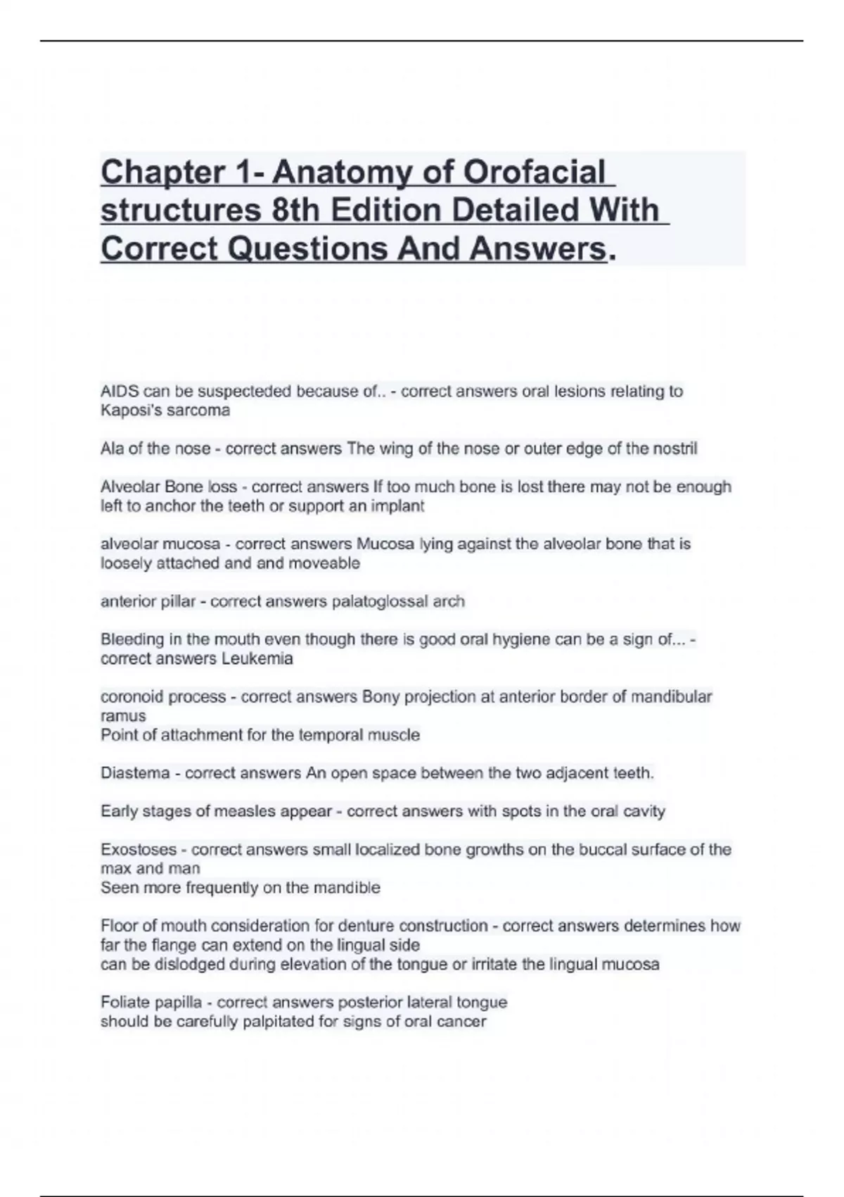 Chapter 1- Anatomy of Orofacial structures 8th Edition Detailed With ...