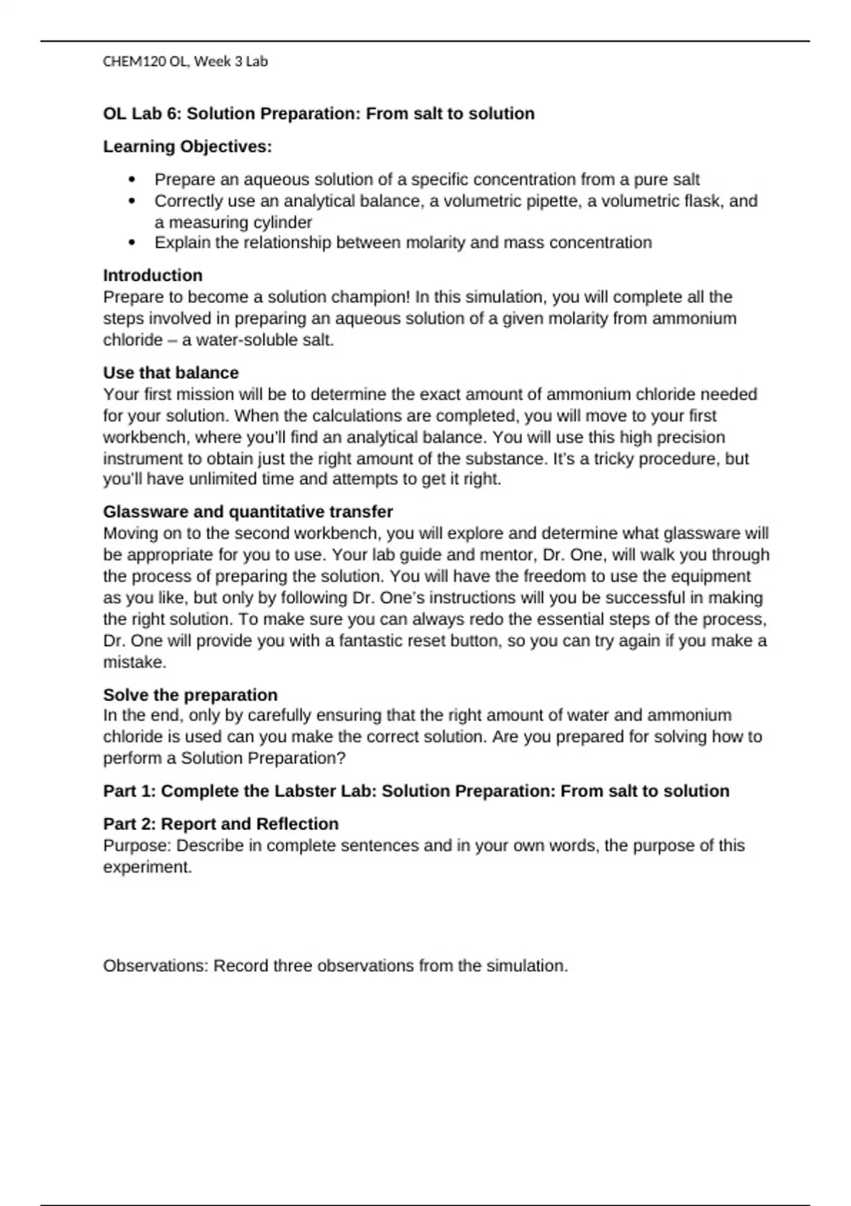 Summary Lab 6 Worksheet / Assignment Solution Preparation From salt to ...