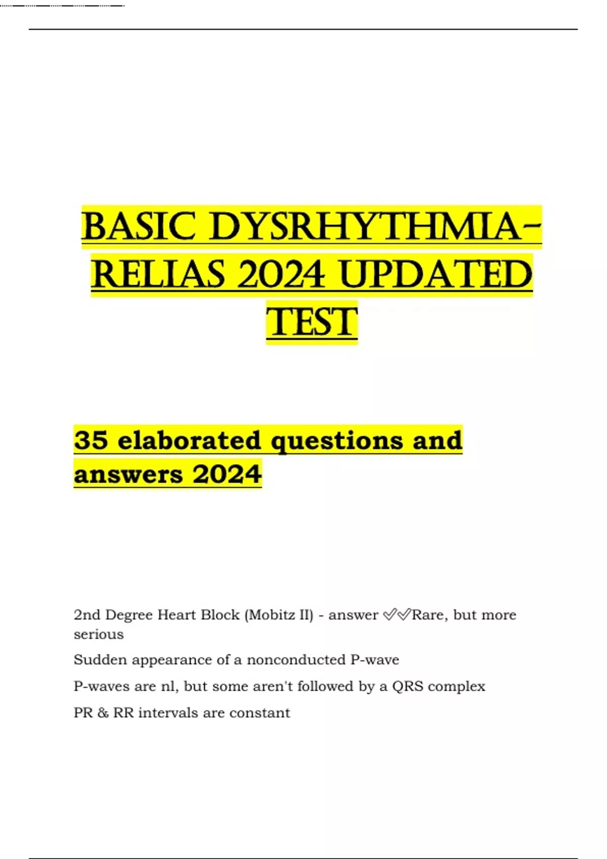 Basic Dysrhythmia-Relias updated test - Dysrhythmia-Relias - Stuvia US