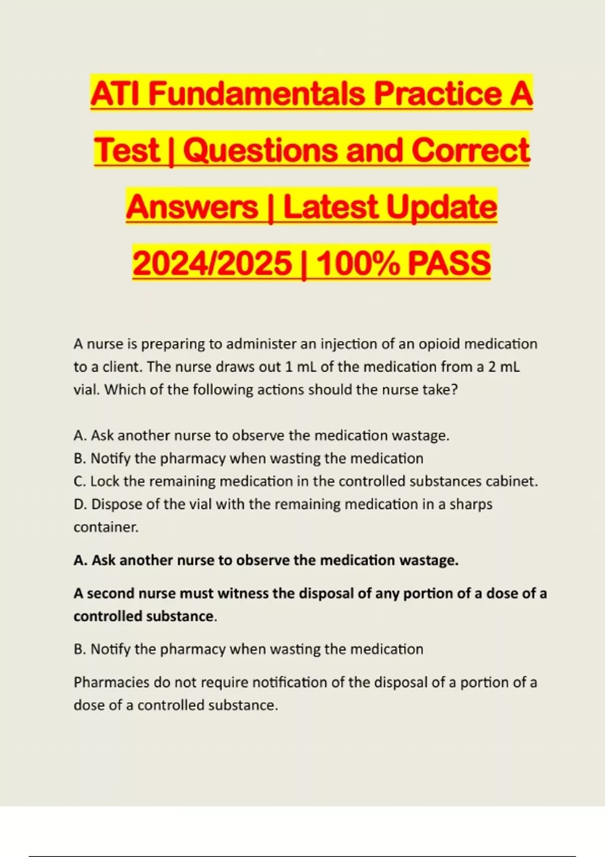ATI Fundamentals Practice A Test | Questions and Correct Answers ...