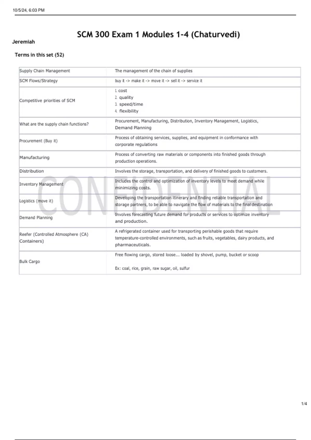 SCM 300 Exam 1 Modules 1-4 (Chaturvedi) 2024 QUESTIONS & ANSWERS - ABC ...