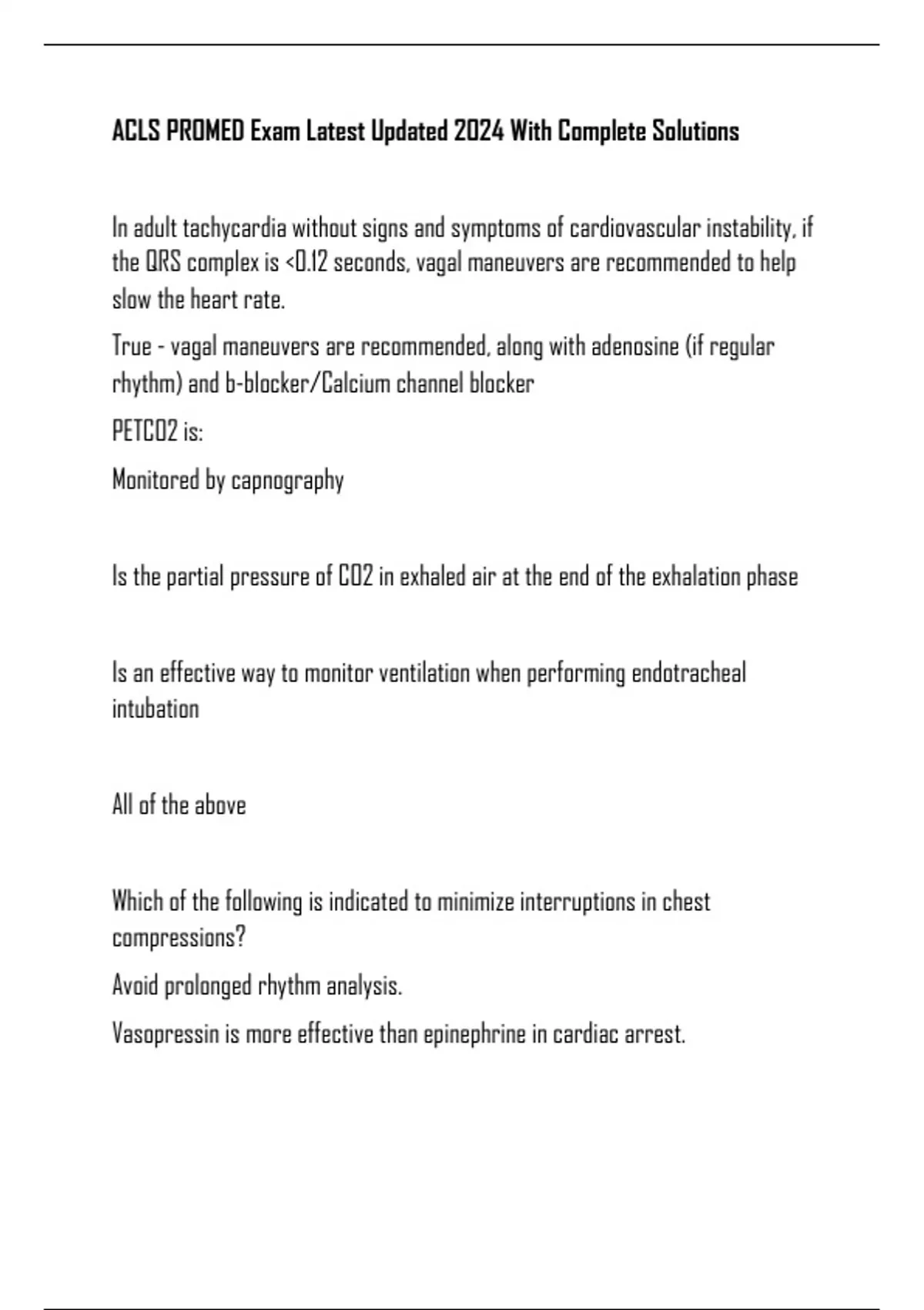 ACLS PROMED Exam Latest Updated 2024 With Complete Solutions - ACLS ...