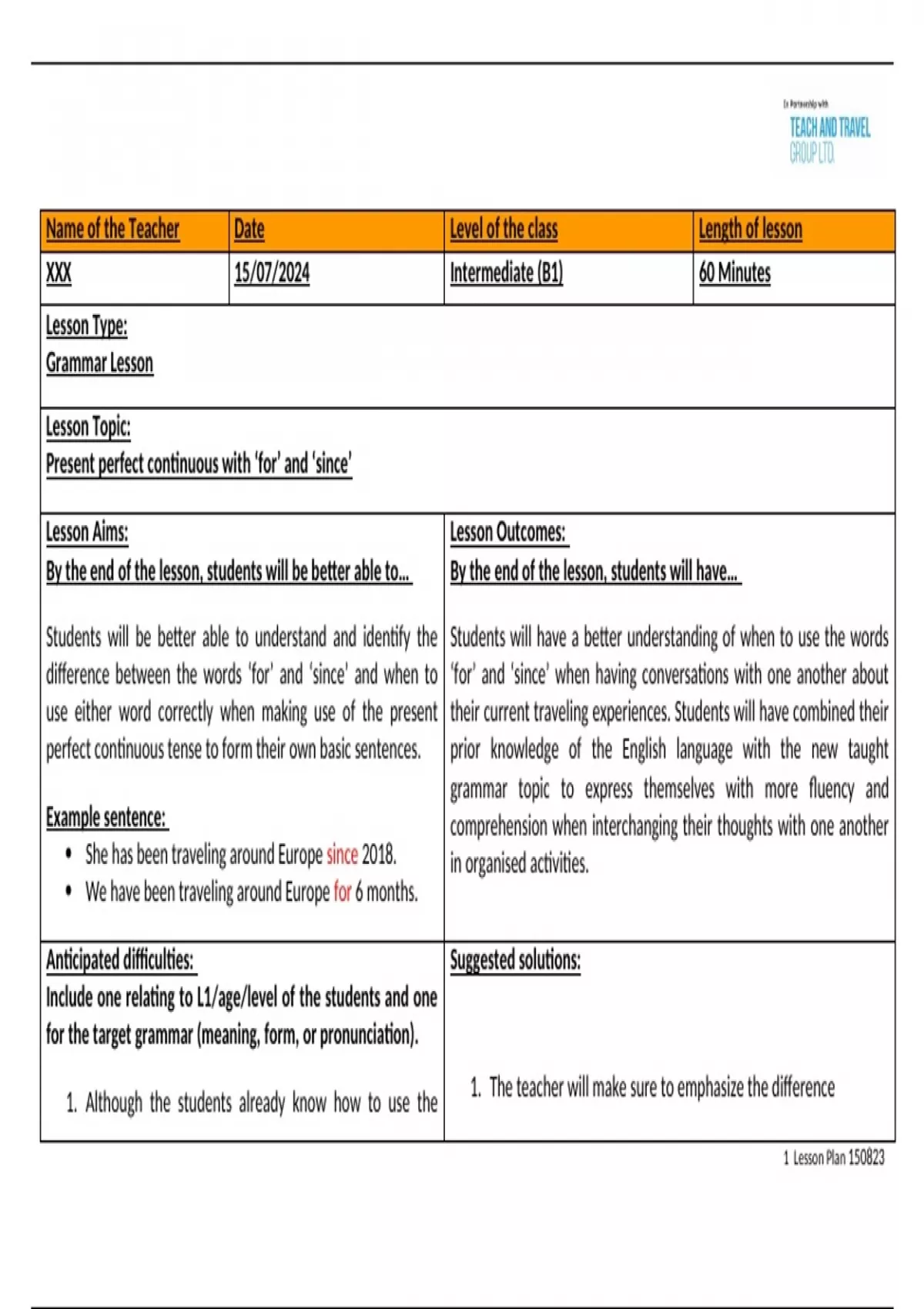 Assignment 2 - Grammar lesson - 180 Hour Level 5 Tefl Institute - Stuvia SA