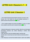 LETRS Unit 2 Session’s 1 ,2, 3, 4, 5, 6, 7, 8 Questions and Answers ...