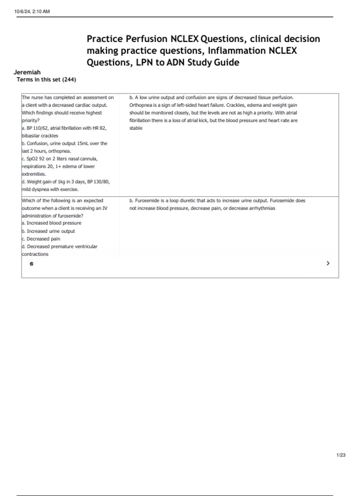 Practice Perfusion NCLEX Questions, clinical decision making practice ...