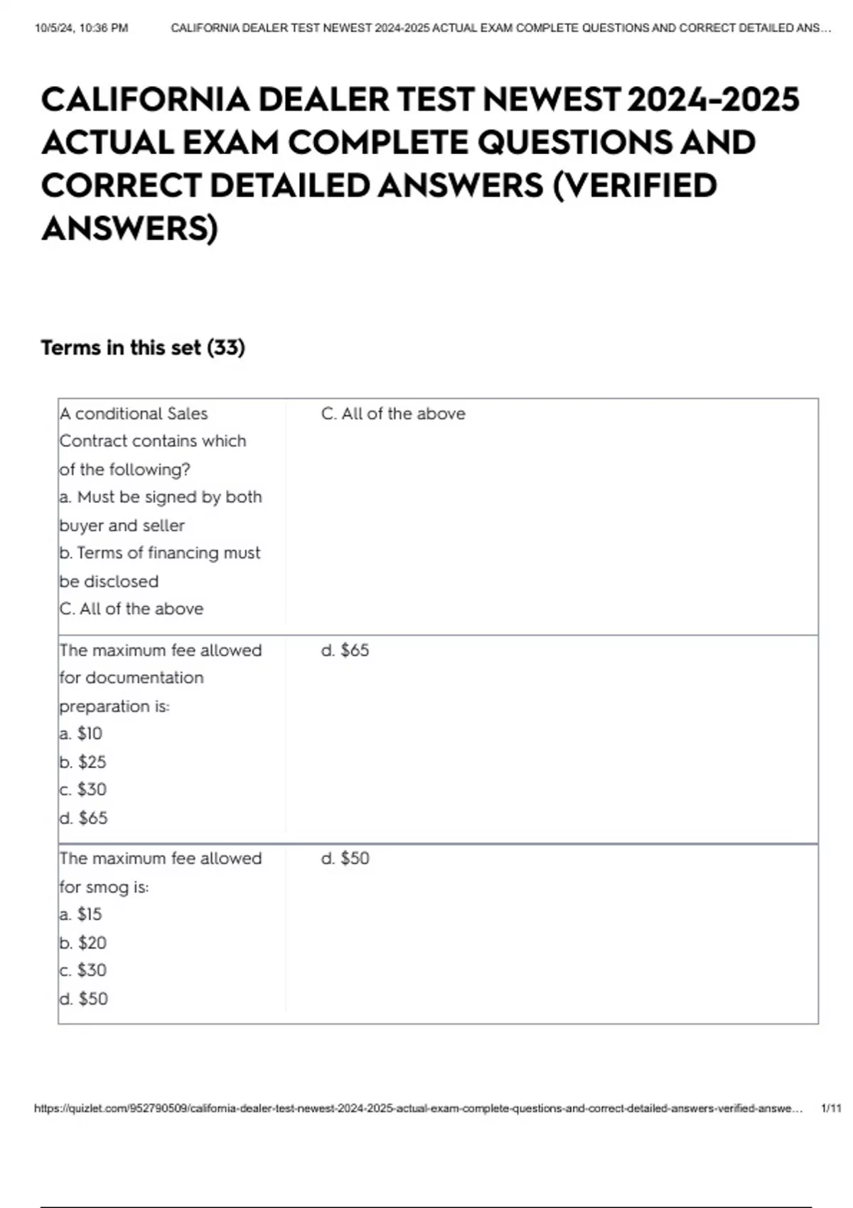 CALIFORNIA DEALER TEST NEWEST ACTUAL EXAM COMPLETE QUESTIONS AND ...