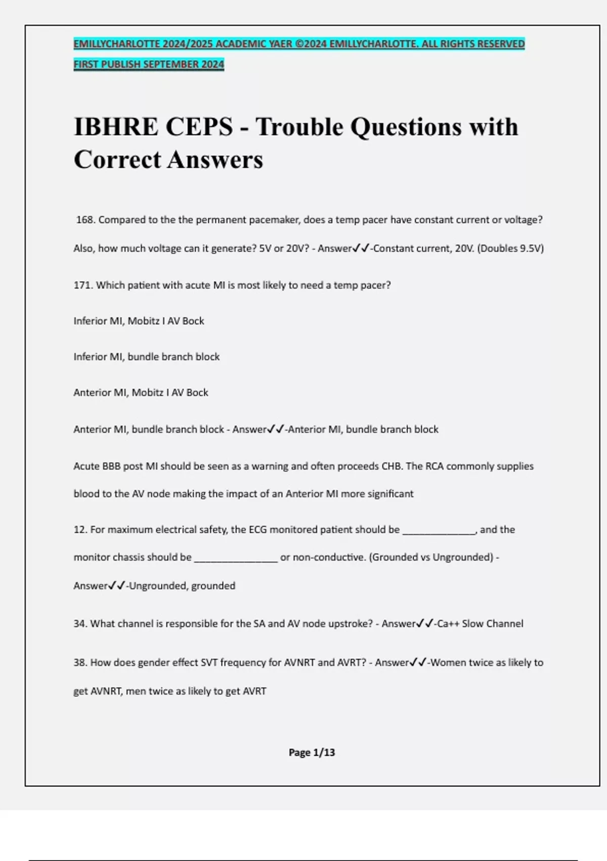 IBHRE CEPS Bundled Exams Questions and Answers |100% Pass - Stuvia US