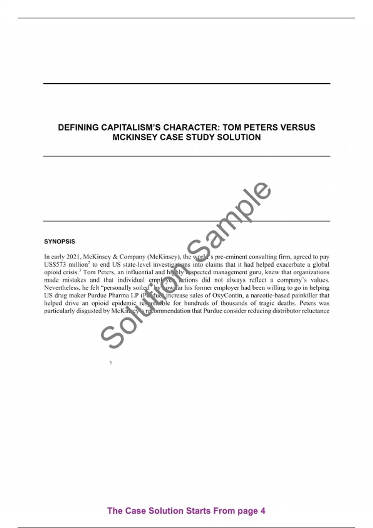 Case Solution for Defining Capitalism’s Character Tom Peters versus ...