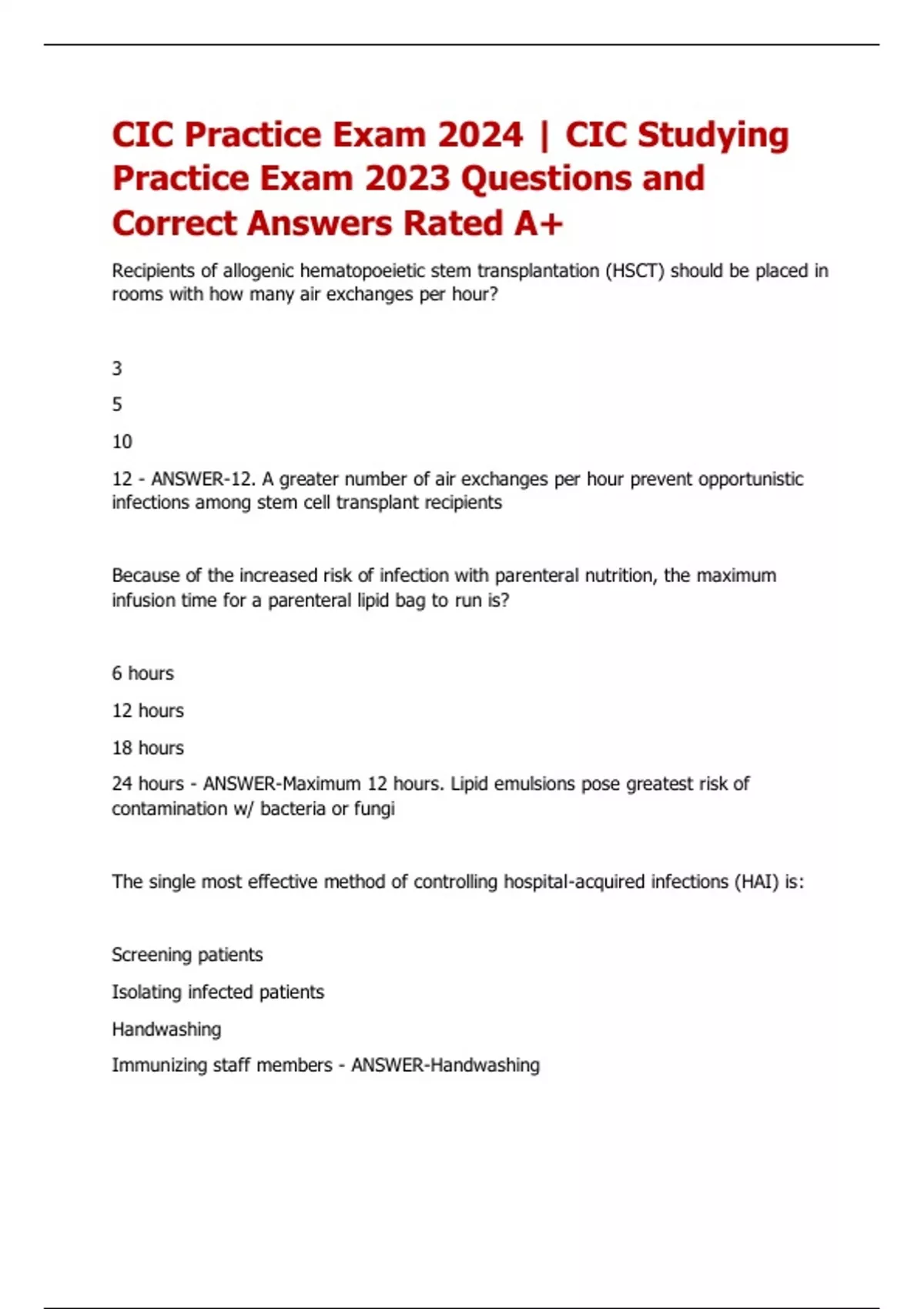 CIC Practice Exam 2024 | CIC Studying Practice Exam 2023 Questions and ...