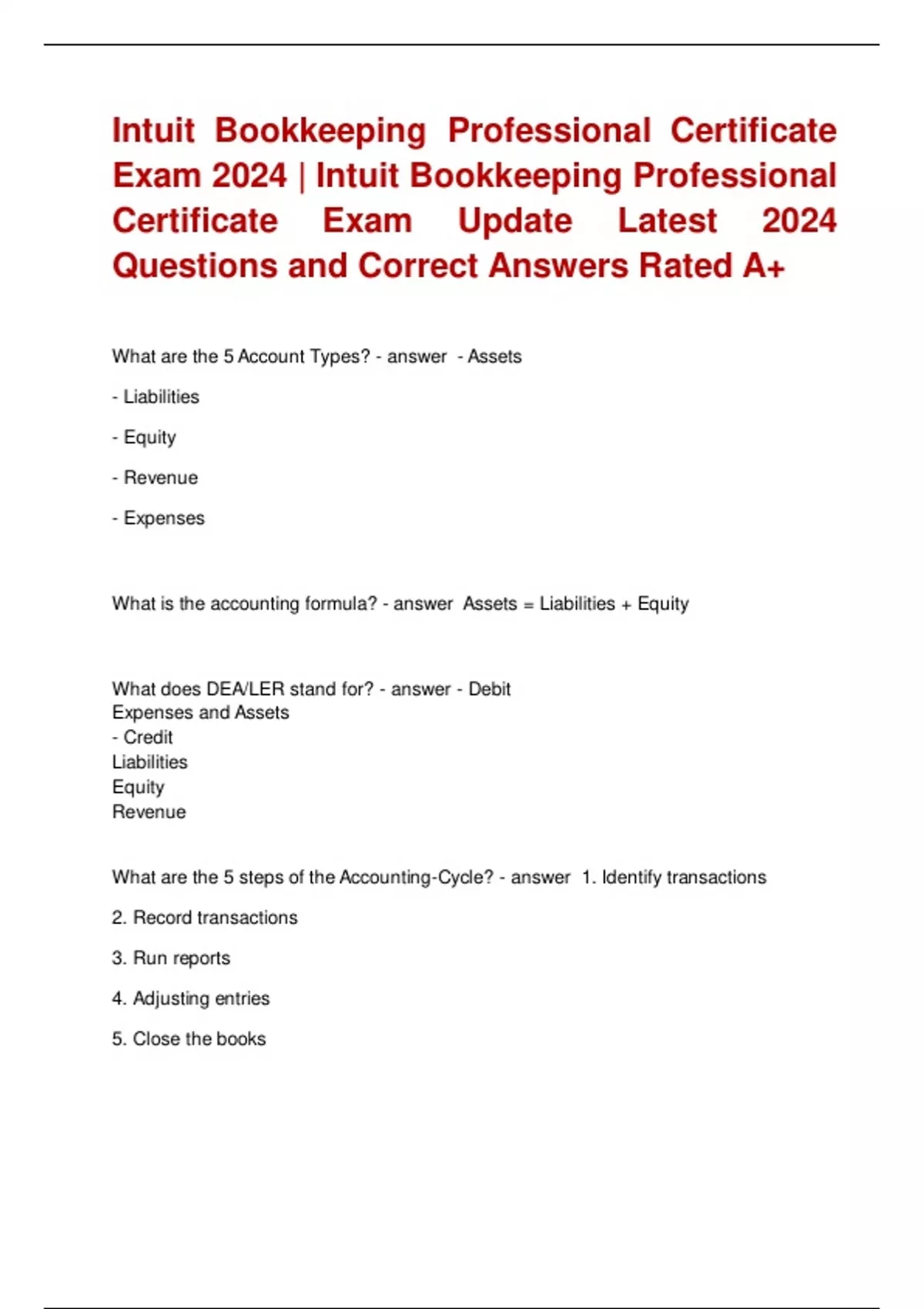 Intuit Bookkeeping Professional Certificate Exam 2024 | Intuit ...