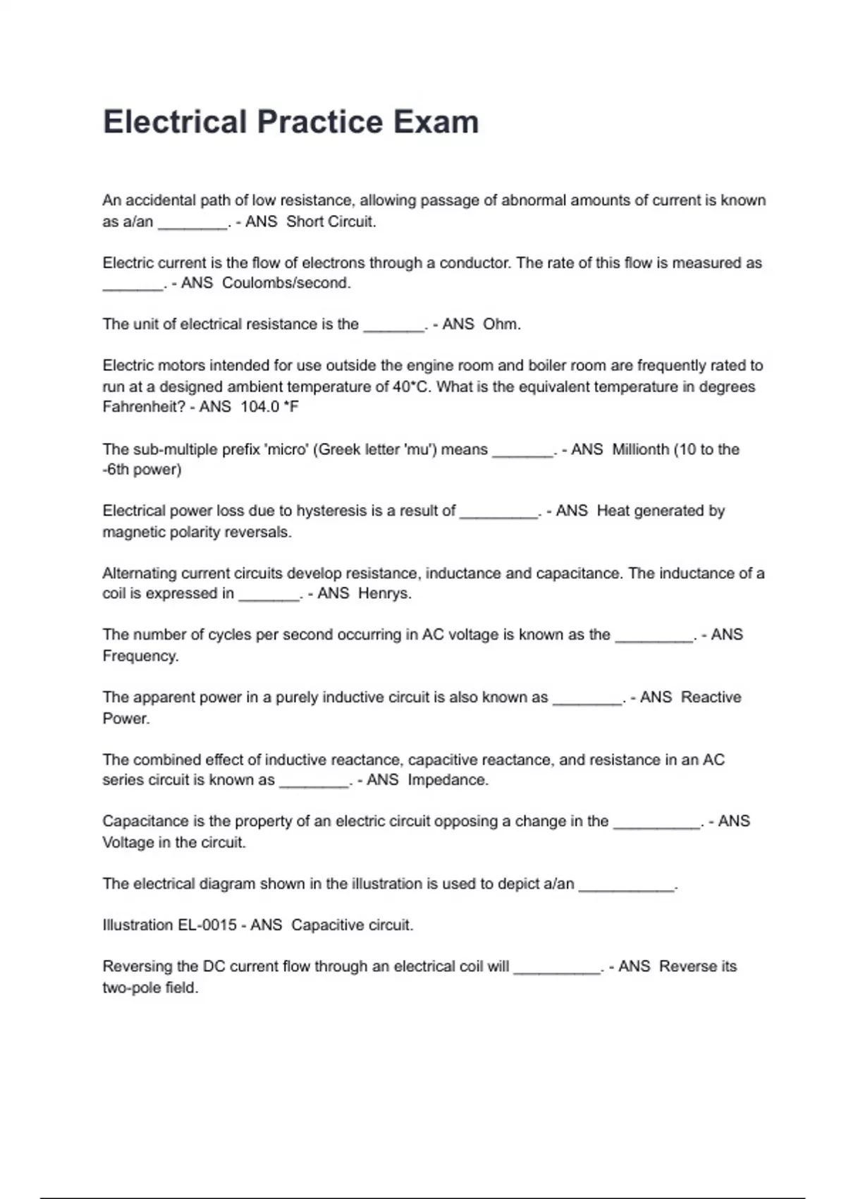 Electrical Practice Exam 2024/2025 Questions With Completed & Verified ...