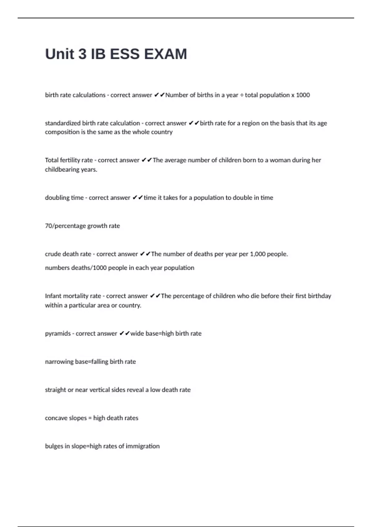 Unit 3 IB ESS EXAM questions with complete solutions - IB ESS - Stuvia US