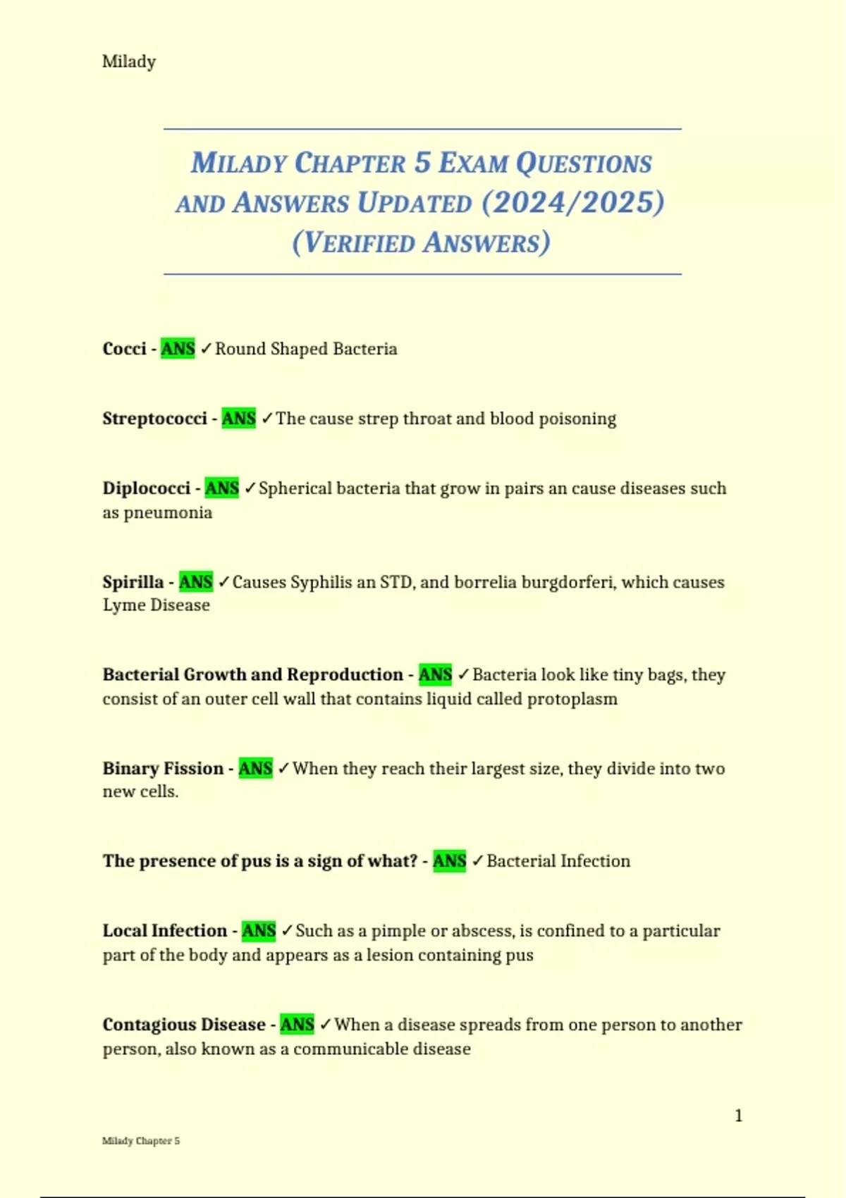MILADY CHAPTER 5 EXAM QUESTIONS AND ANSWERS UPDATED (2024/2025 ...