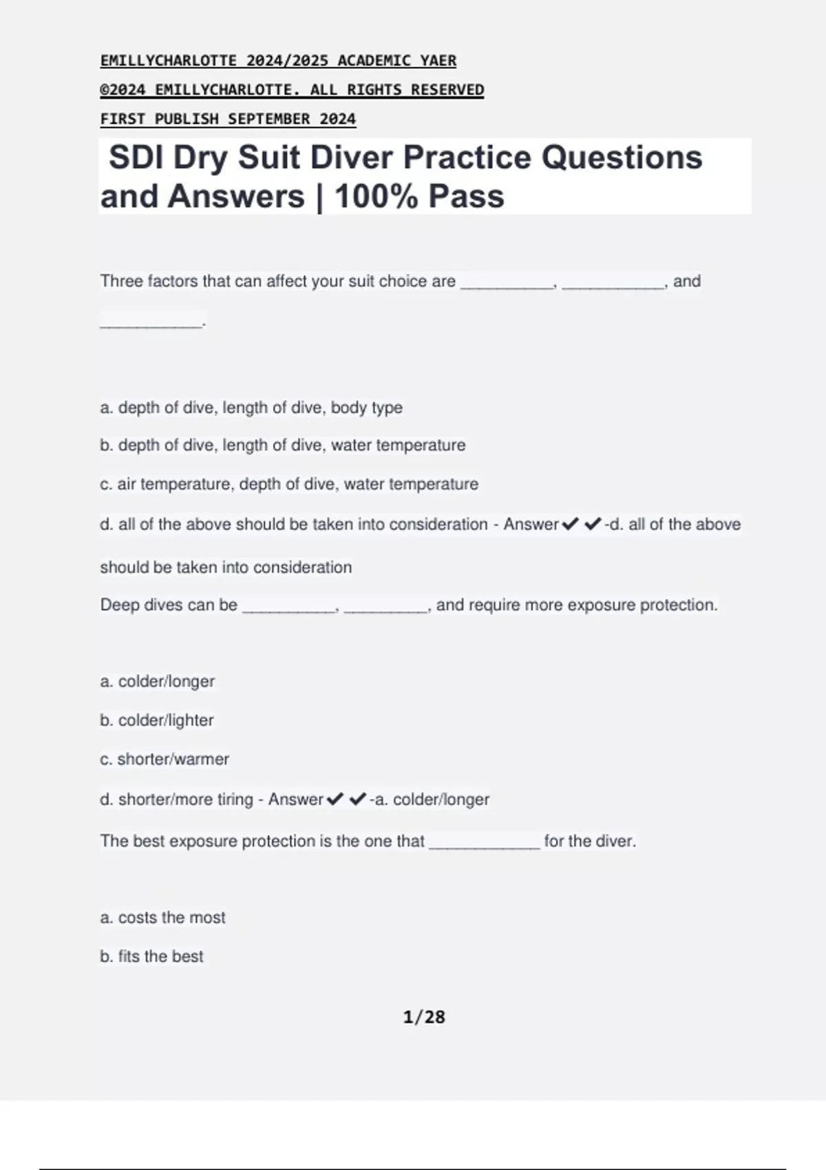 SDI Bundled Exams Questions and Answers |100% Pass - Stuvia US