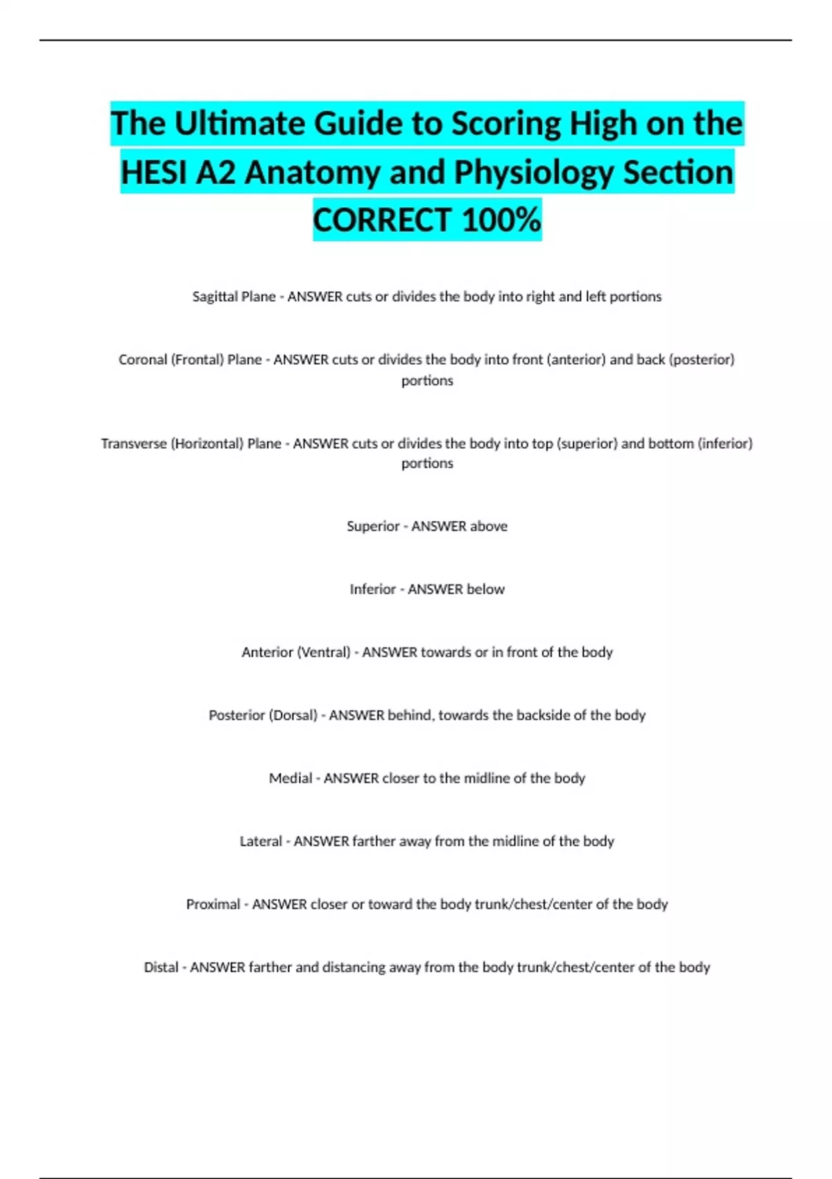 The Ultimate Guide to Scoring High on the HESI A2 Anatomy and ...