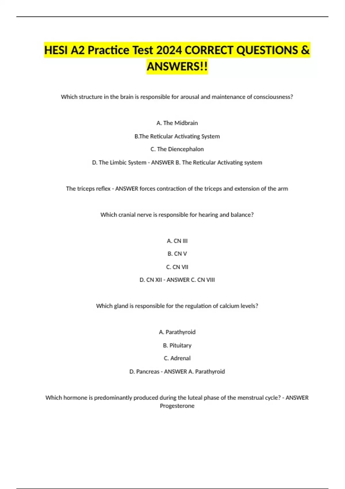 HESI A2 Practice Test 2024 CORRECT QUESTIONS & ANSWERS!! - HESI A2 ...
