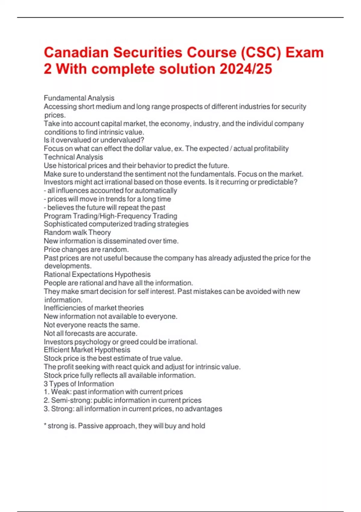 Canadian Securities Course (CSC) Exam 2 With complete solution 2024/25 ...