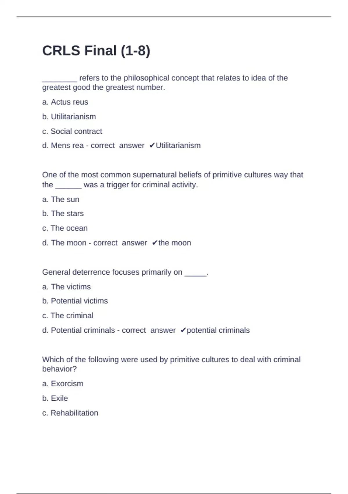 CRLS Final Question and answers rated A+ 2024/2025 - CRLS - Stuvia US