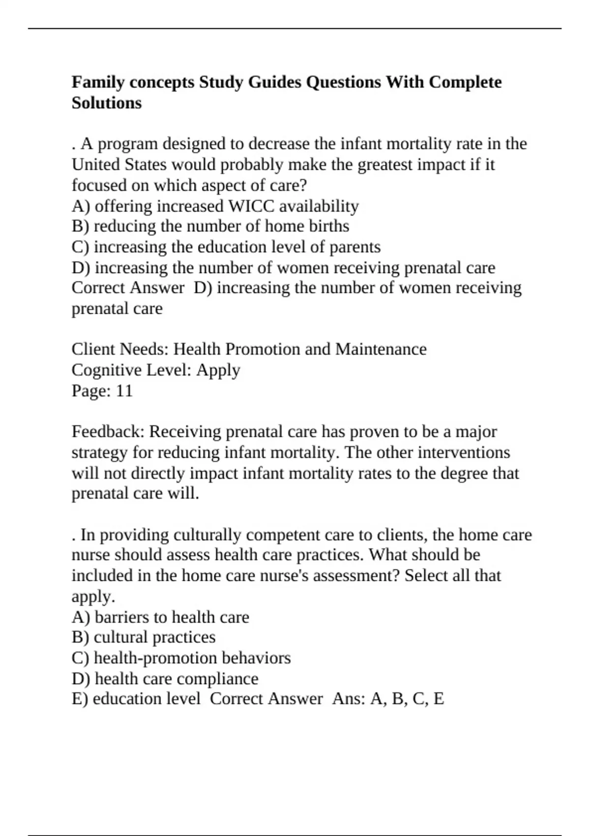 Family concepts Study Guides Questions With Complete Solutions - Family ...