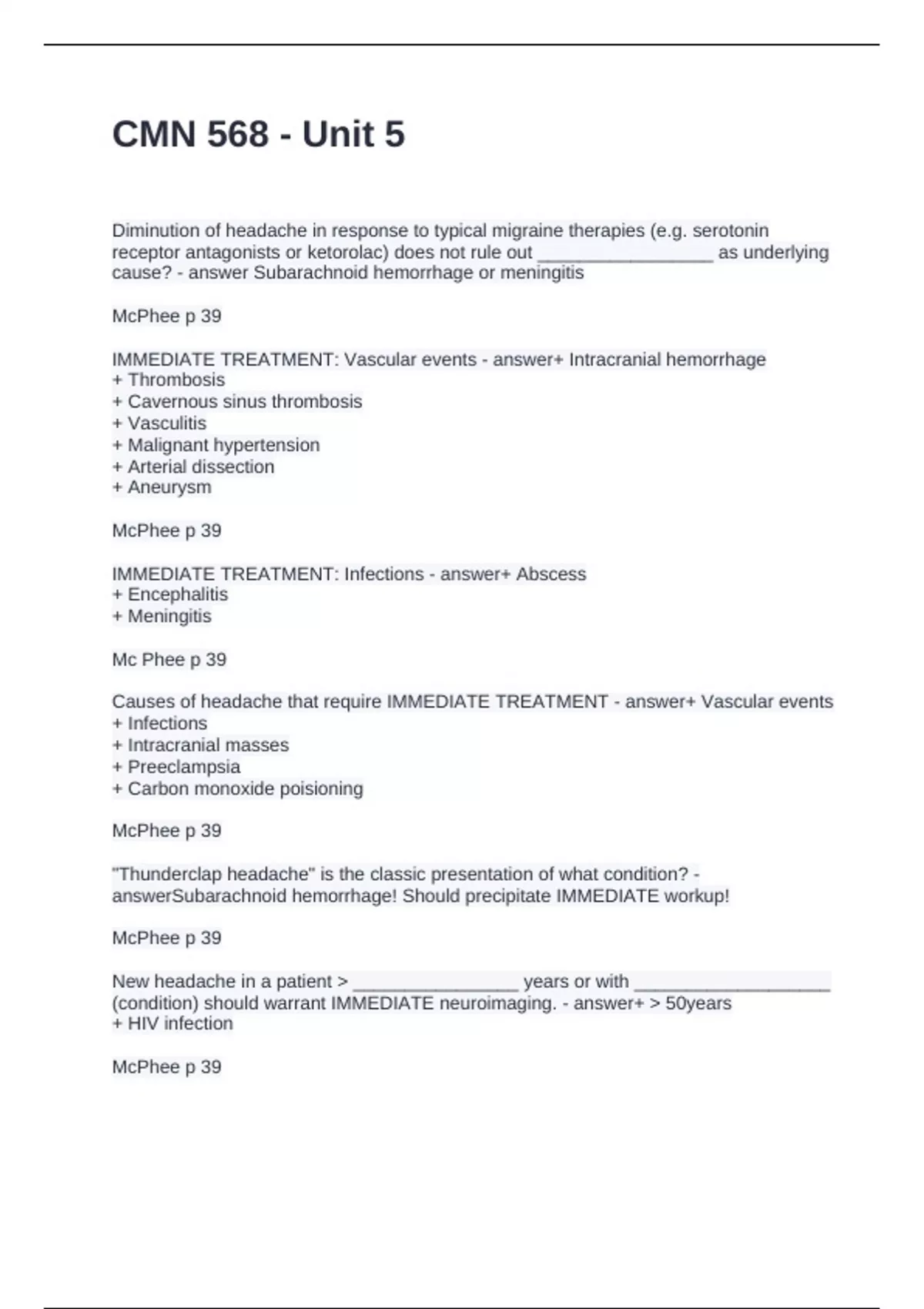 CMN 568 - Unit 5 Questions and Answers 100% Correct - CMN 568 - Stuvia US
