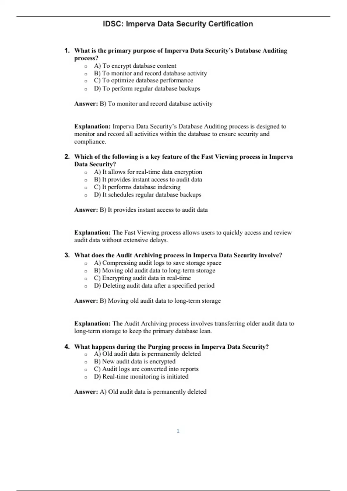 IDSC Imperva Data Security Certification Practice Exam - Computers ...