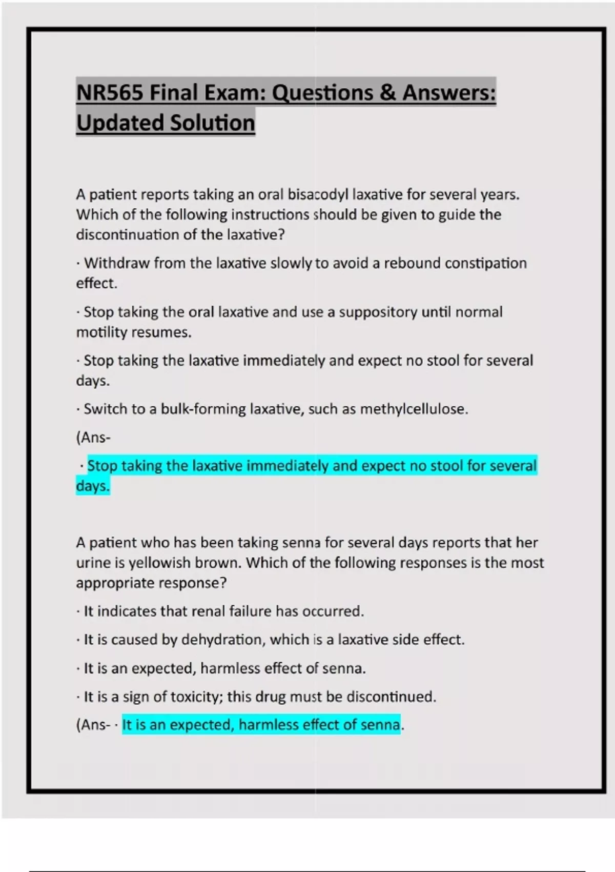 Final Exam) NR 565 Final Exam: 100% Verified Questions & Answers: Updated APlus Guide Solution ...