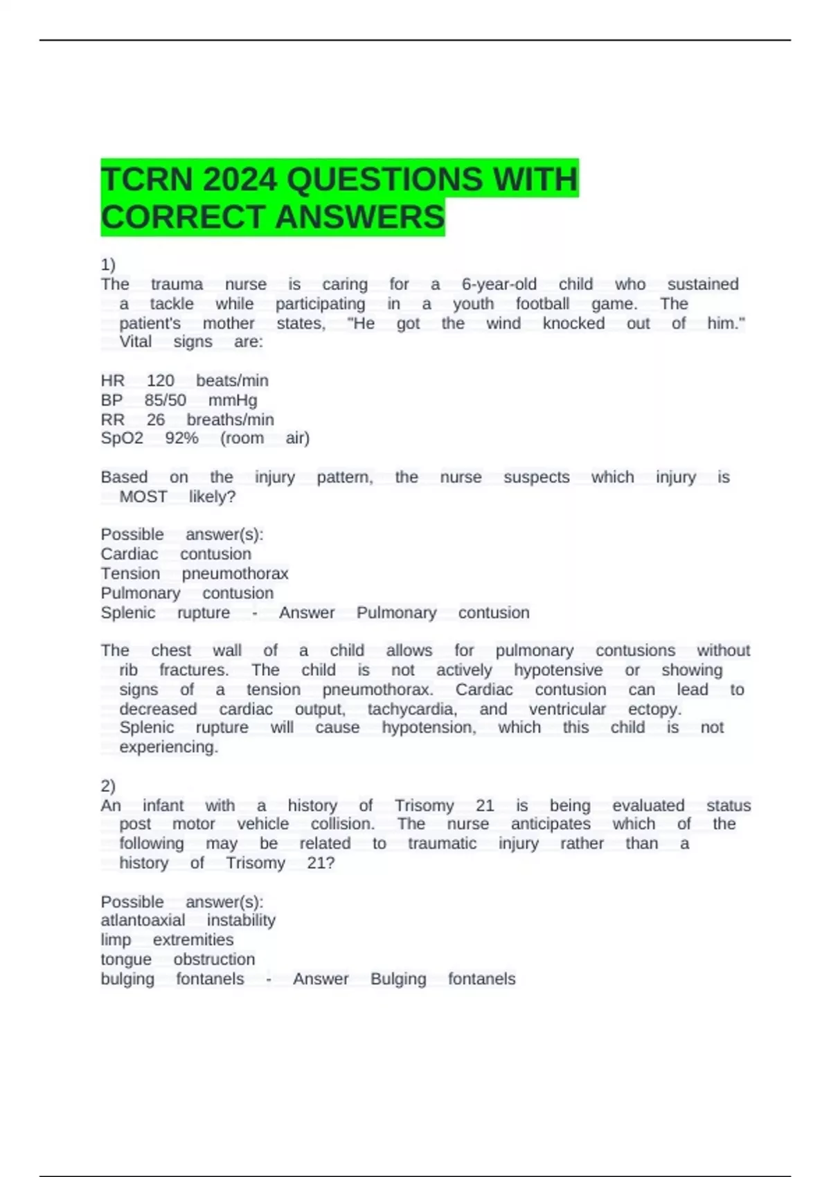 TCRN 2024 QUESTIONS WITH CORRECT ANSWERS - AIRS I&R COMMUNITY RESOURCE ...