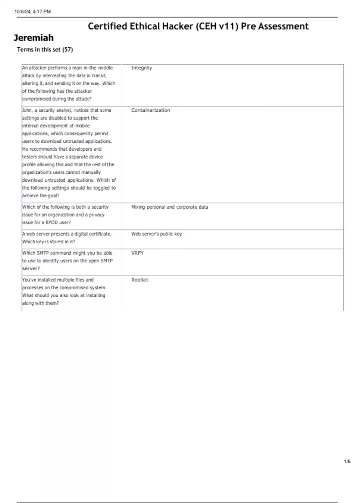 Certified Ethical Hacker (CEH v11) Pre Assessment Questions and Answers ...