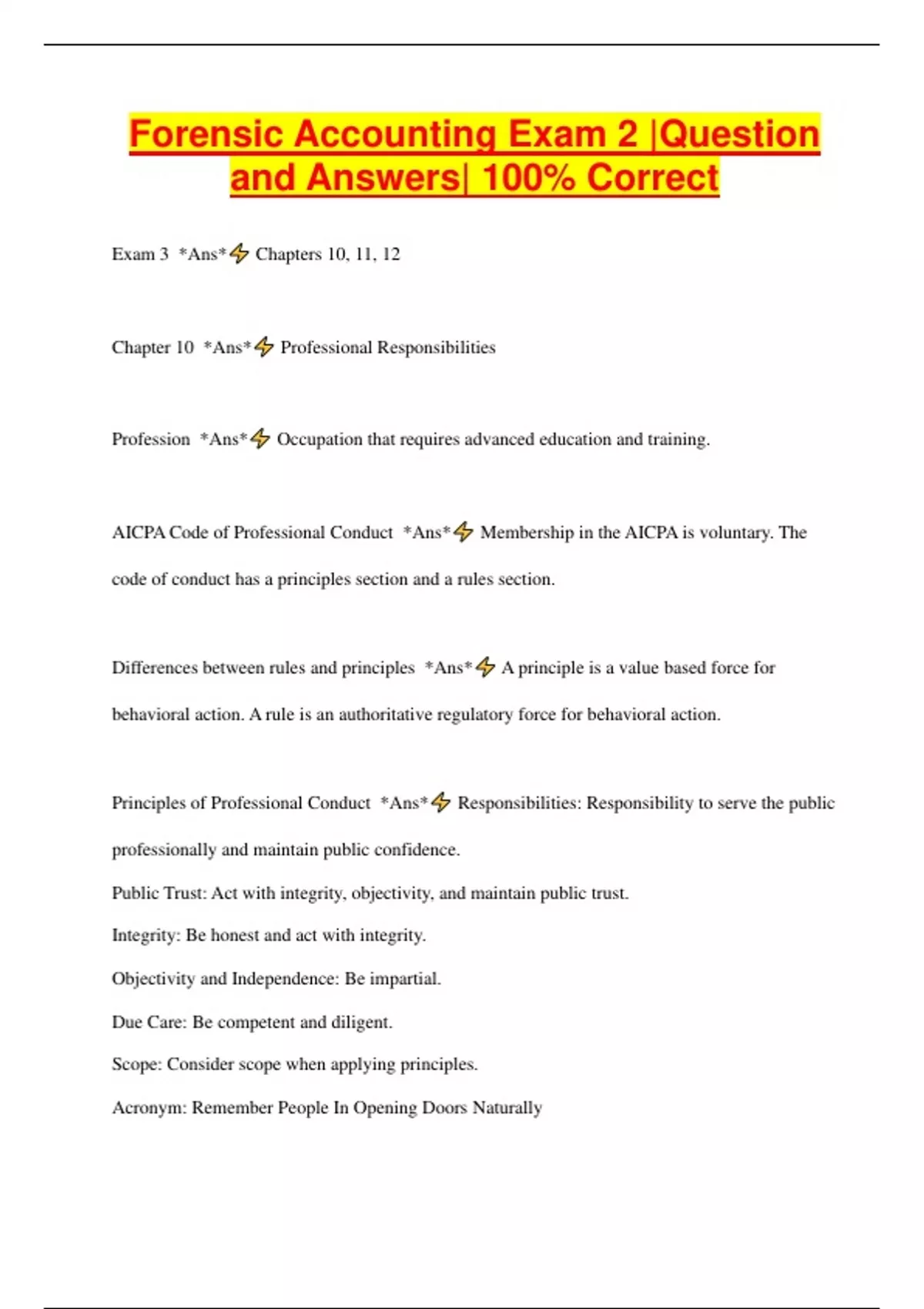 Forensic Accounting Exam 2 |Question and Answers| 100% Correct - Forensic accounting - Stuvia US