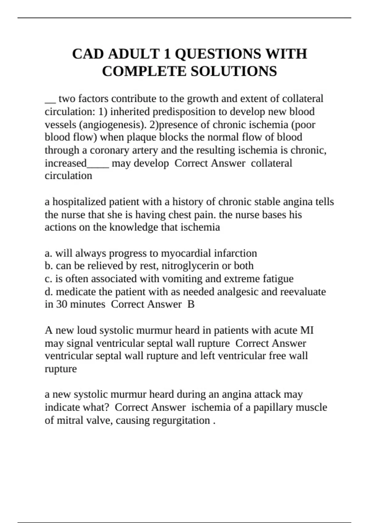 CAD ADULT 1 QUESTIONS WITH COMPLETE SOLUTIONS - CAD ADULT - Stuvia US