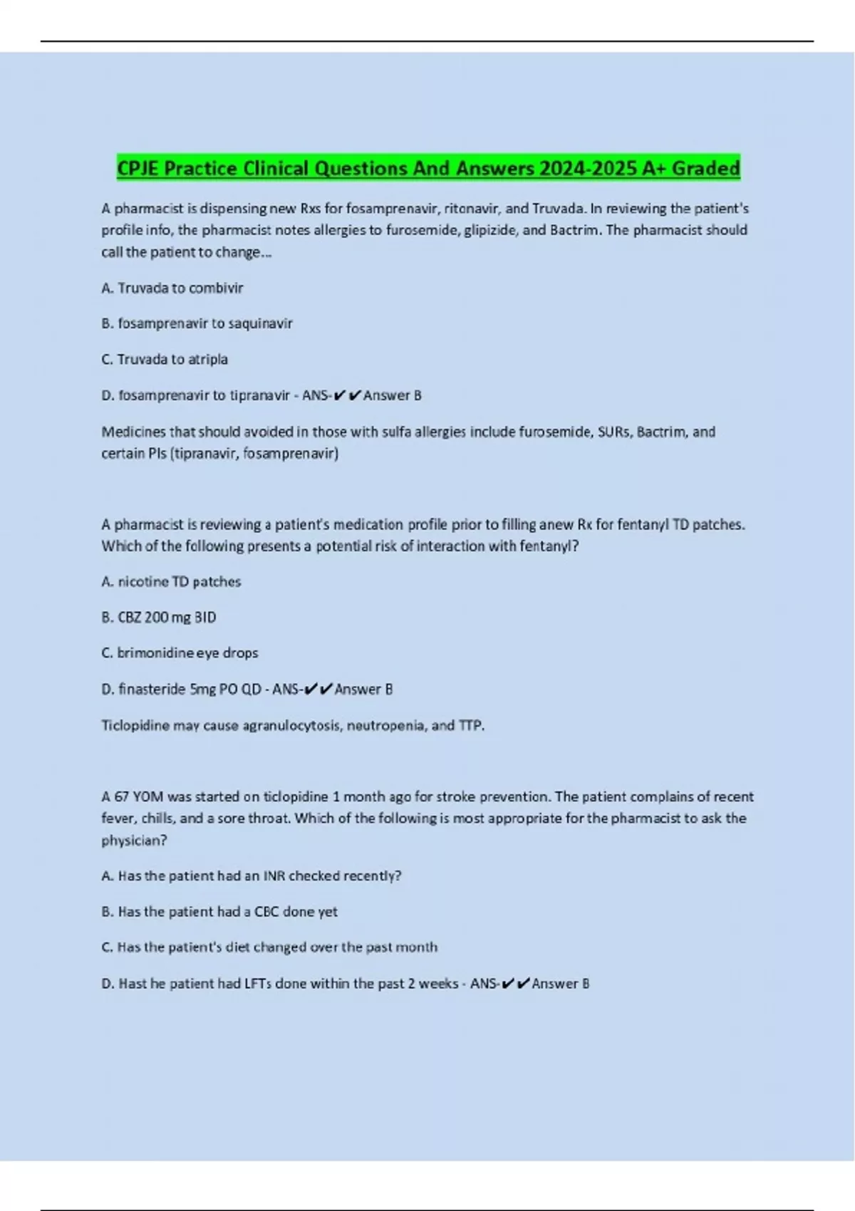 CPJE Law Questions And Answers 2024, CPJE Clinical Info Questions And ...