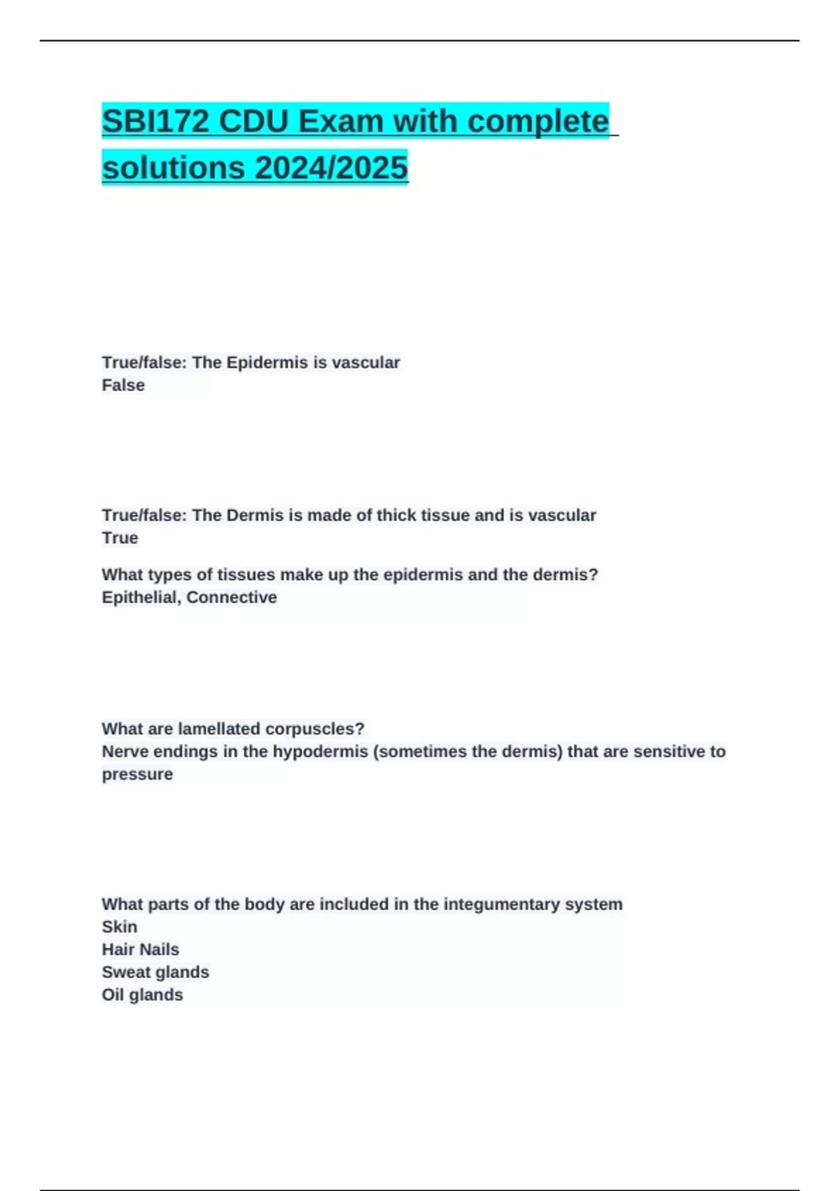 SBI172 CDU Exam with complete solutions 2024_2025 - SBI172 CDU - Stuvia US