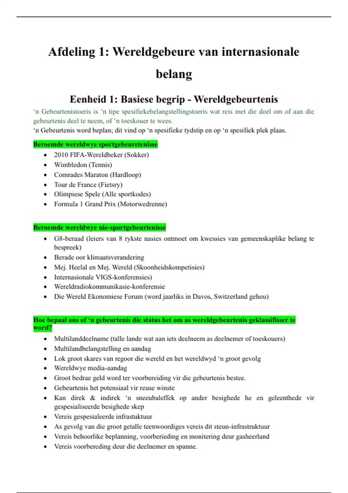 Summary Toerisme Volledige Opsomming Graad 12 CAPS - Toerisme - Stuvia SA