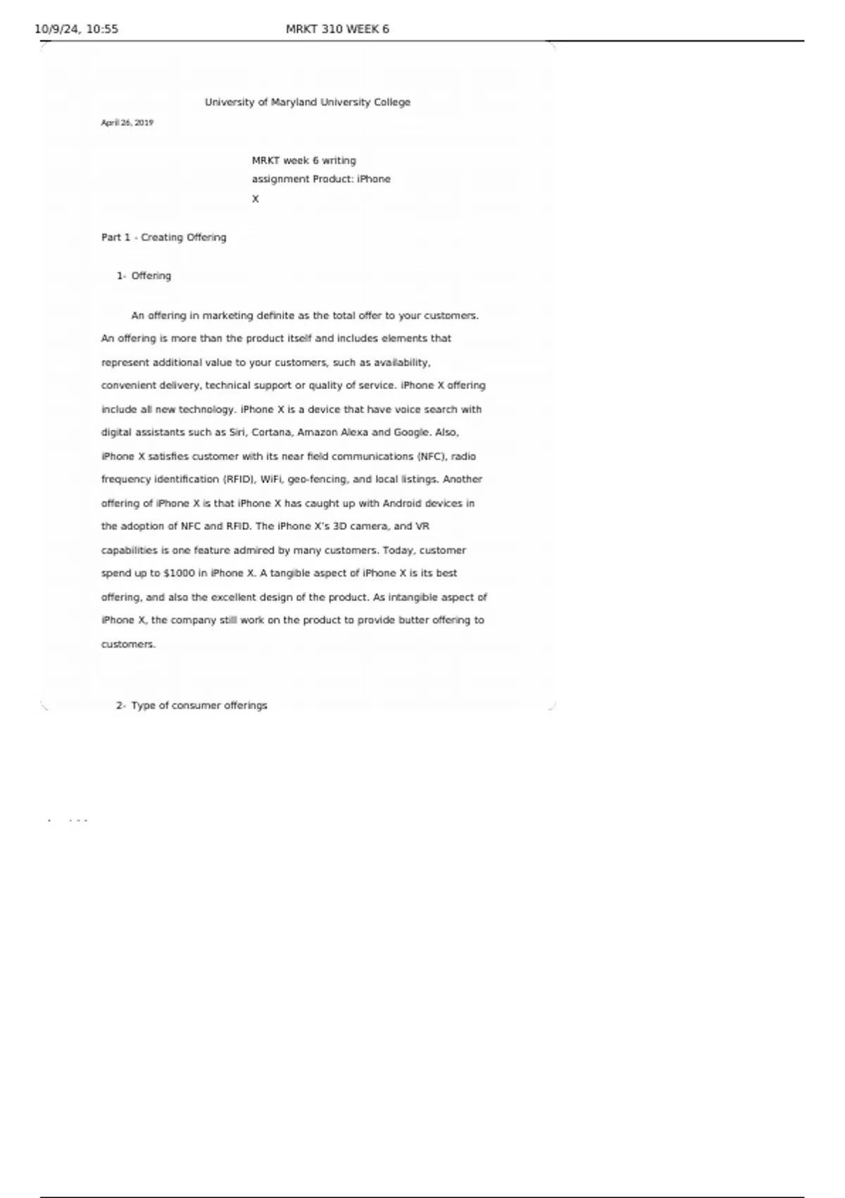 Assignment 1- Value Proposition Memo - MRKT 310 - Stuvia US