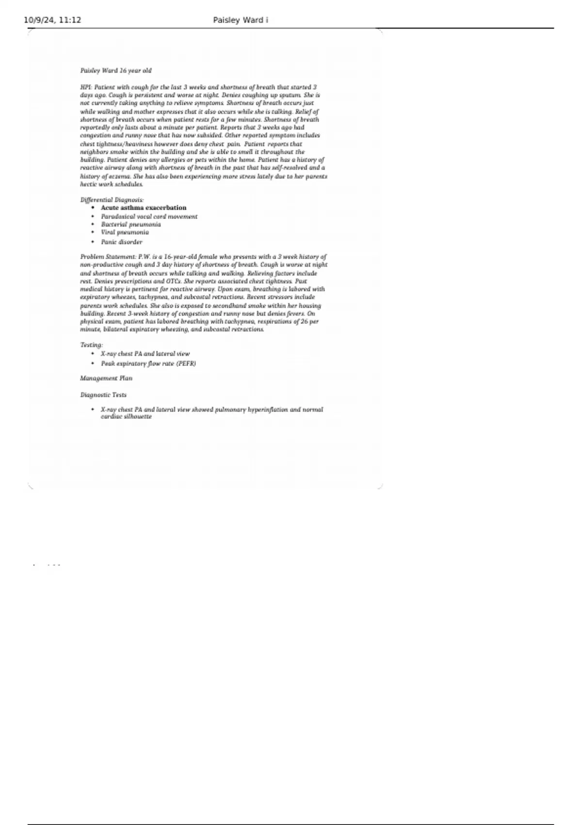 Paisley Ward i Human - Primary Care Of The Childbearing - Stuvia US