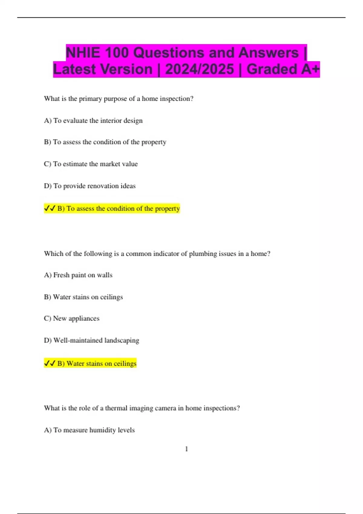 NHIE 100 Questions and Answers | Latest Version | 2024/2025 | Graded A+ ...