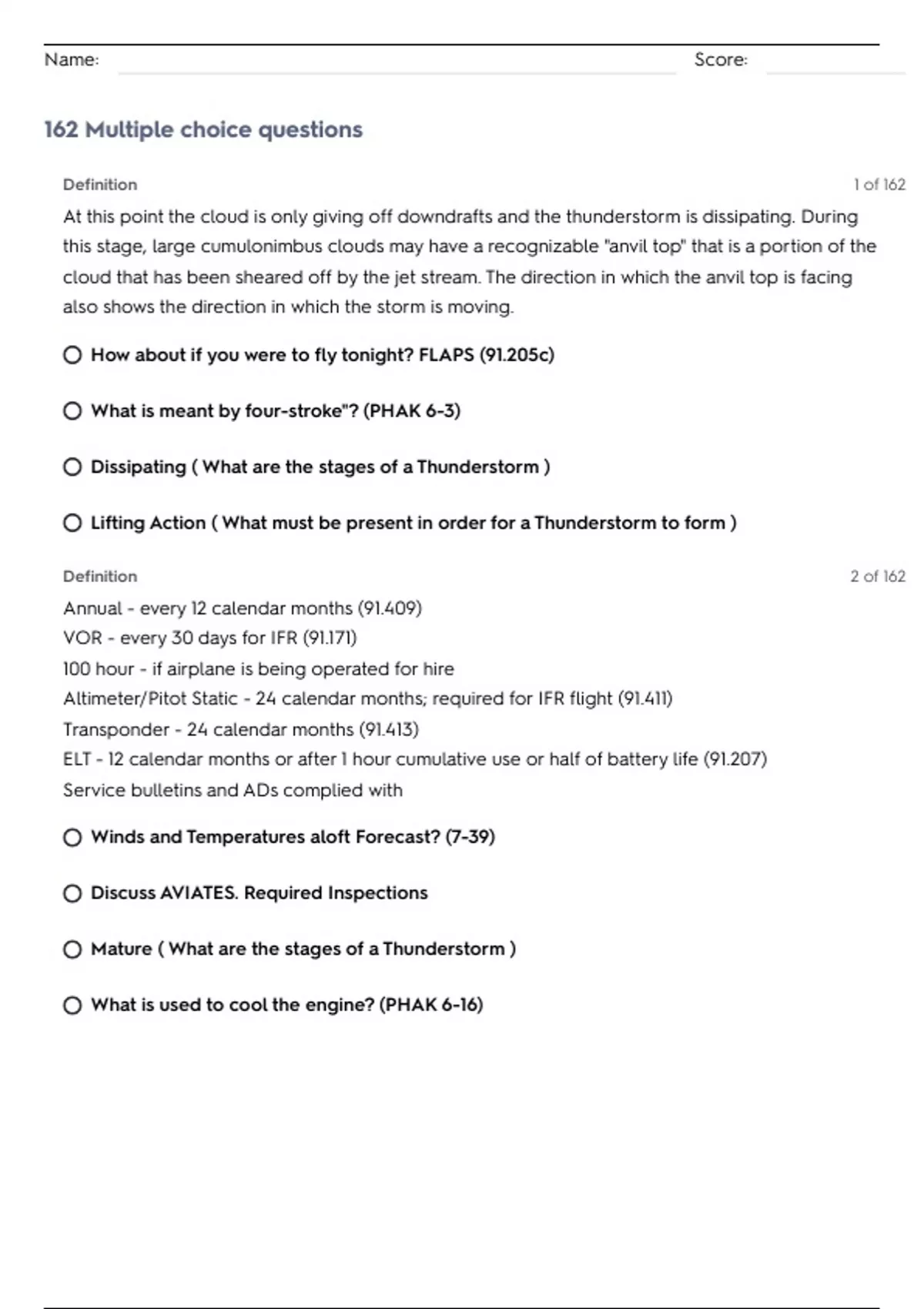 Private Pilot Checkride Questions & Answers 100% Correct ...