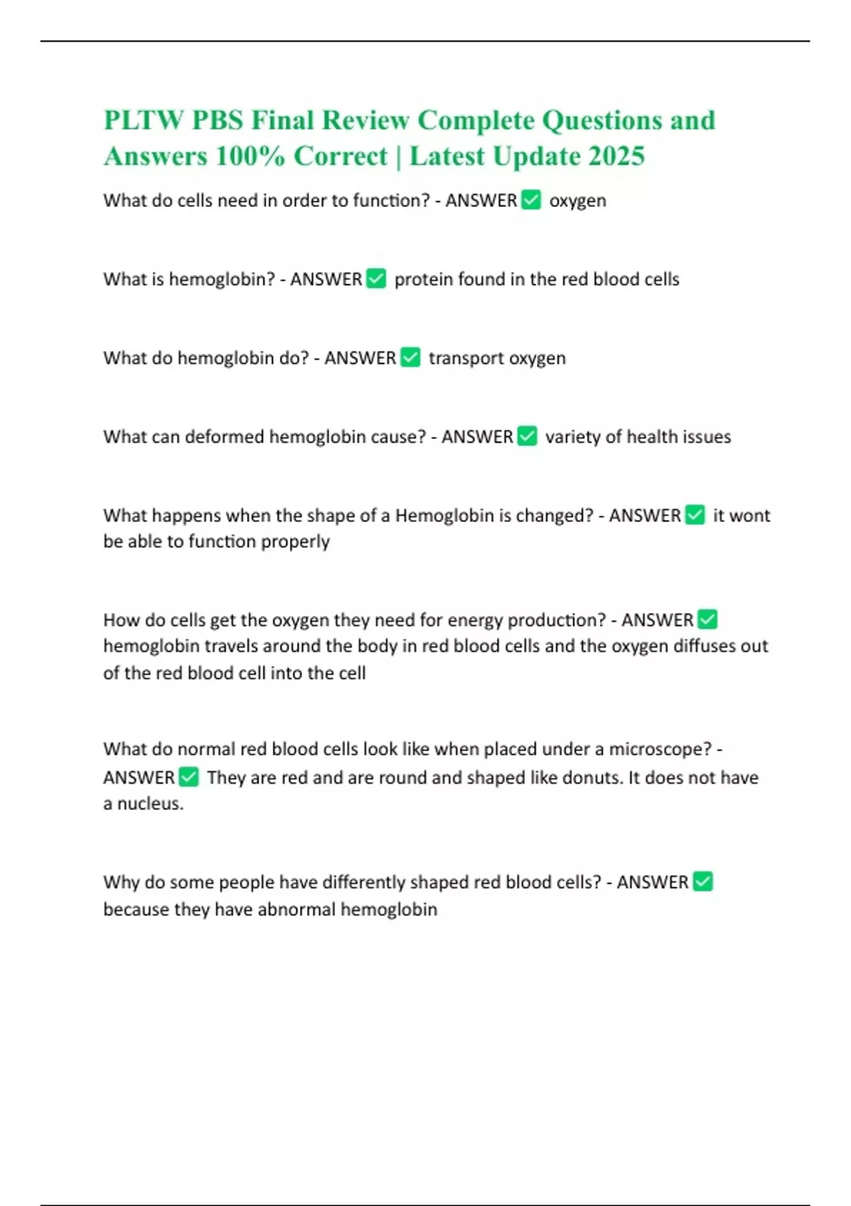 PLTW PBS Final Review Complete Questions and Answers 100% Correct ...