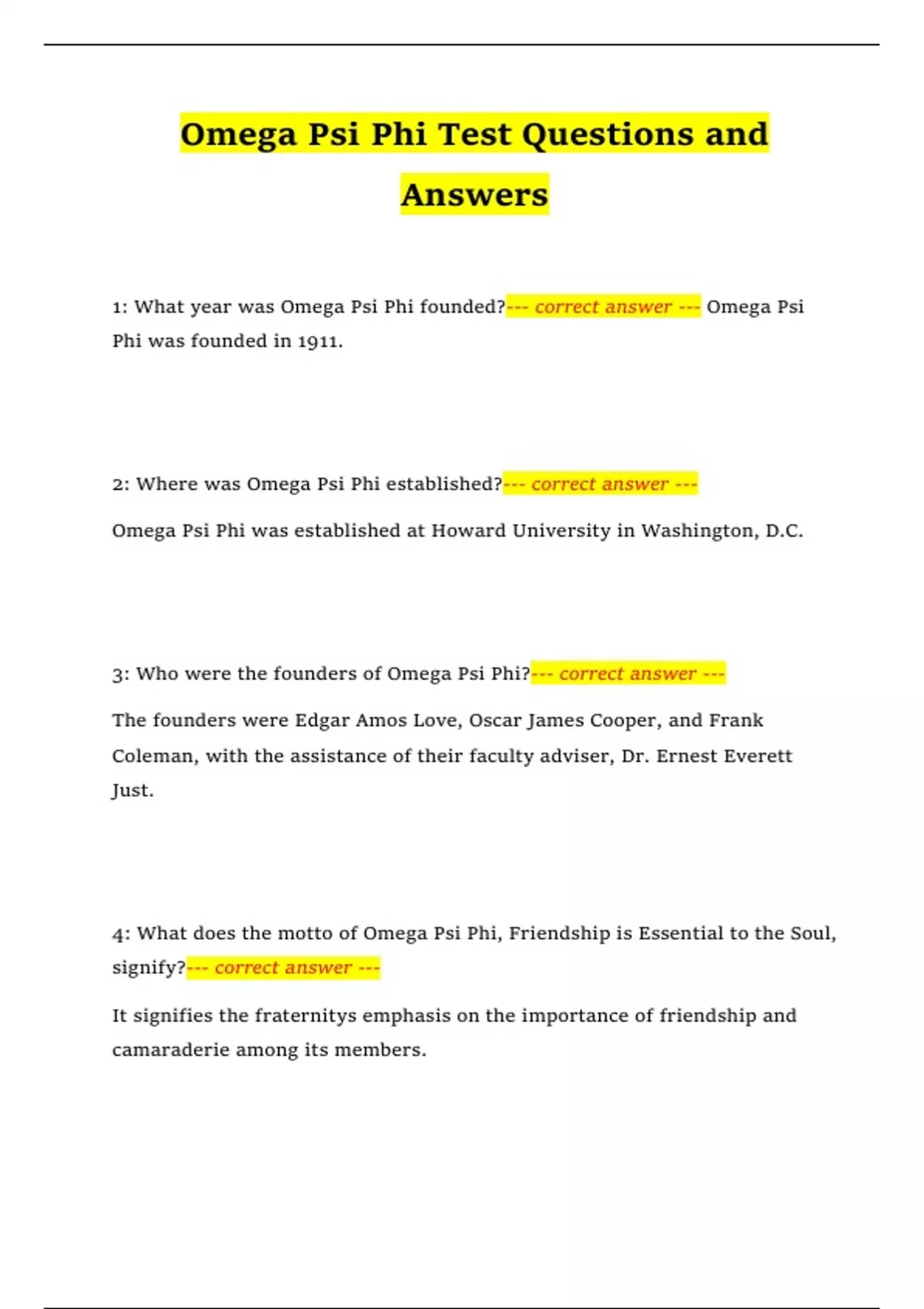 Omega Psi Phi Test Questions and Answers - Omega Psi Phi - Stuvia US