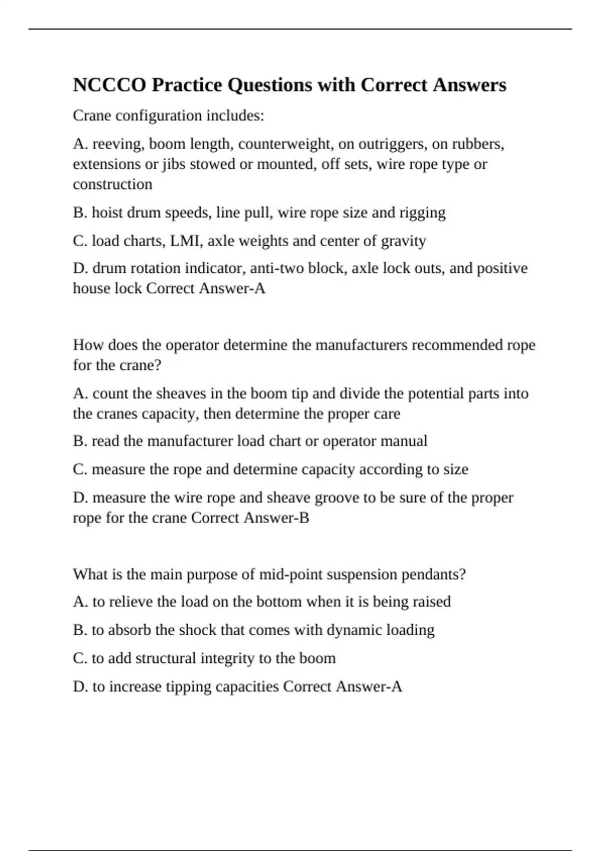 NCCCO Practice Questions with Correct Answers. - NCCO - Stuvia US