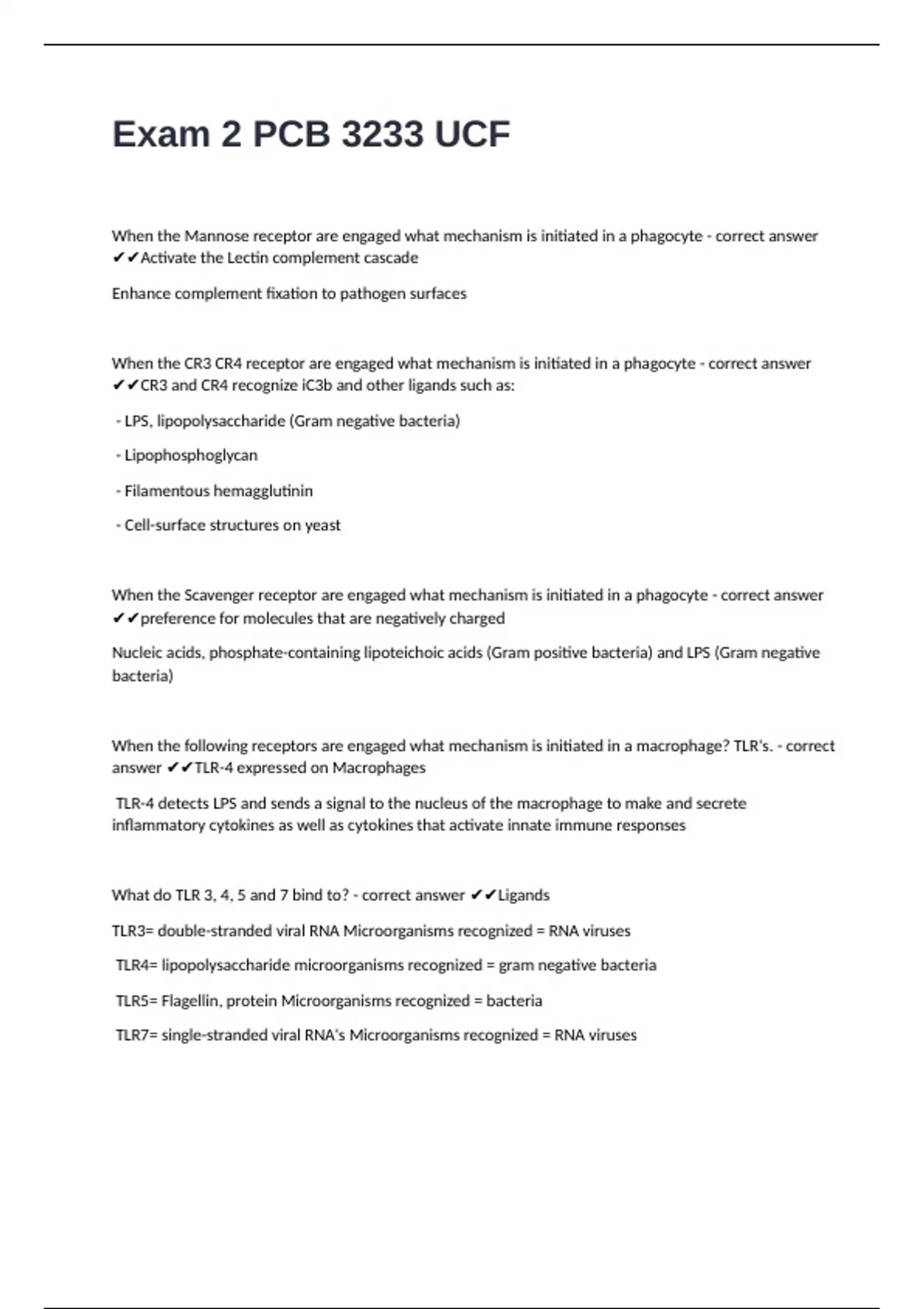 Exam 2 PCB 3233 UCF questions with complete solutions - PCB 3233 ...