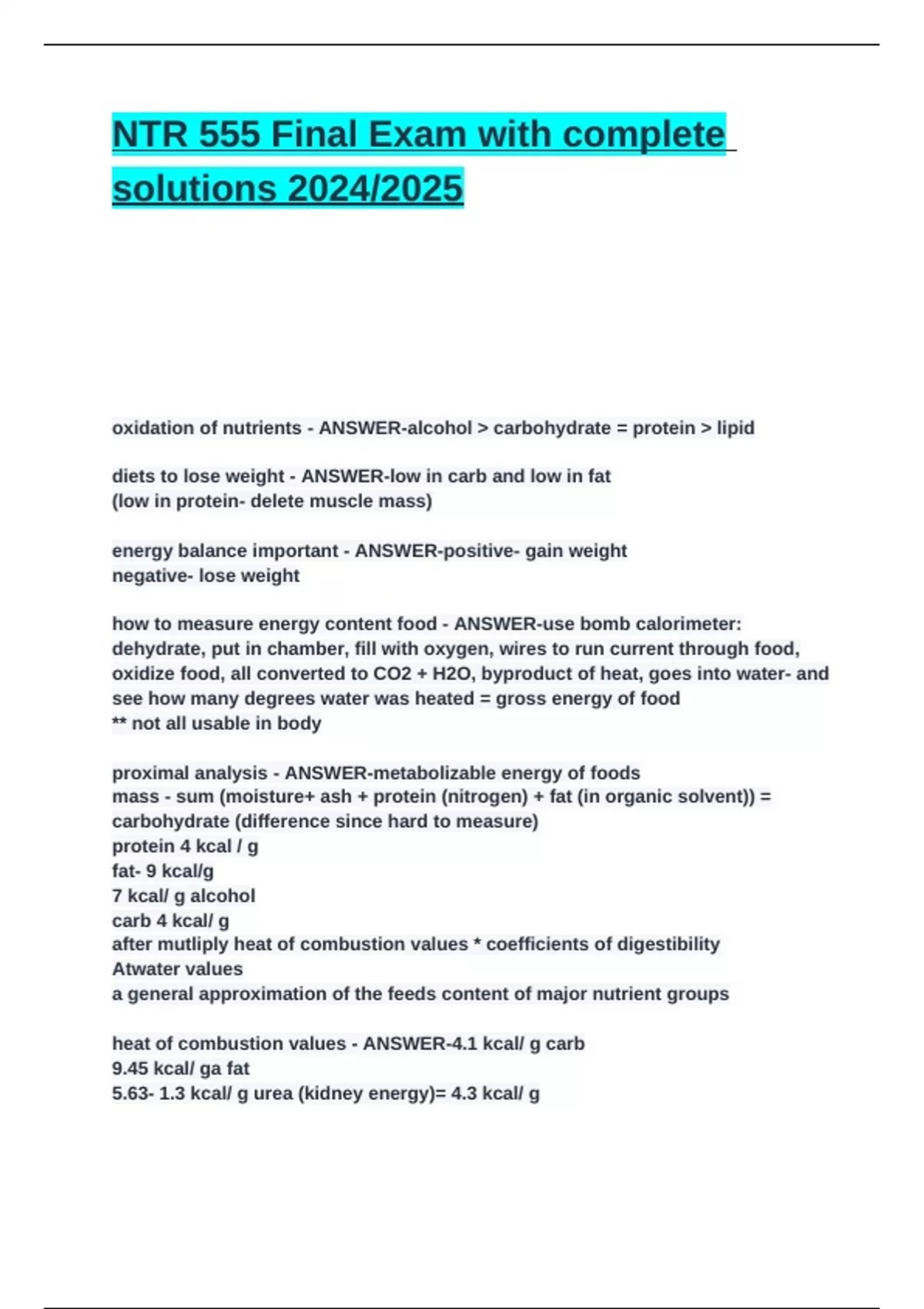 NTR 555 Final Exam with complete solutions 2024_2025 - NTR 555 - Stuvia US