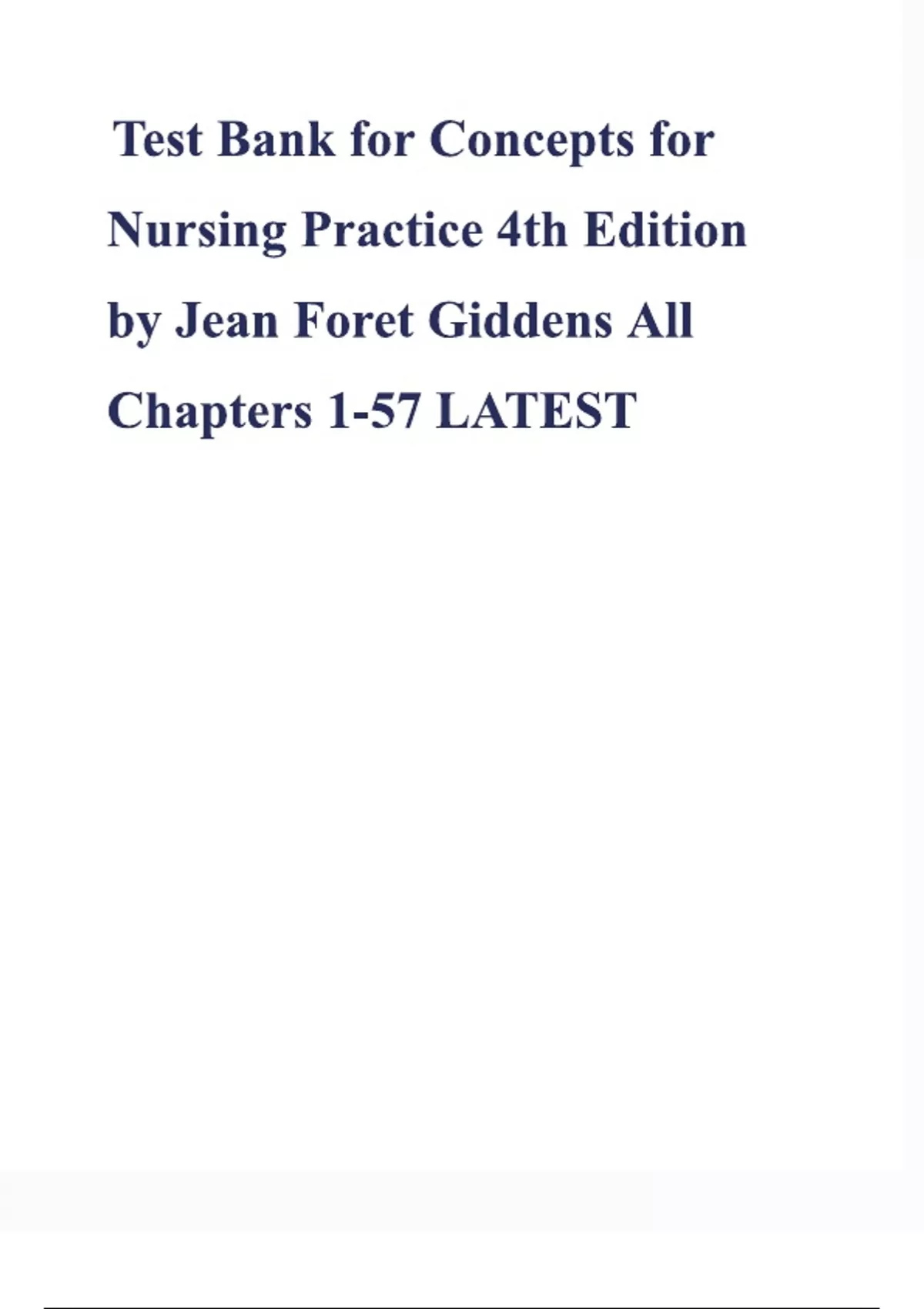 Test Bank for Concepts for Nursing Practice 4th Edition by Jean Foret ...
