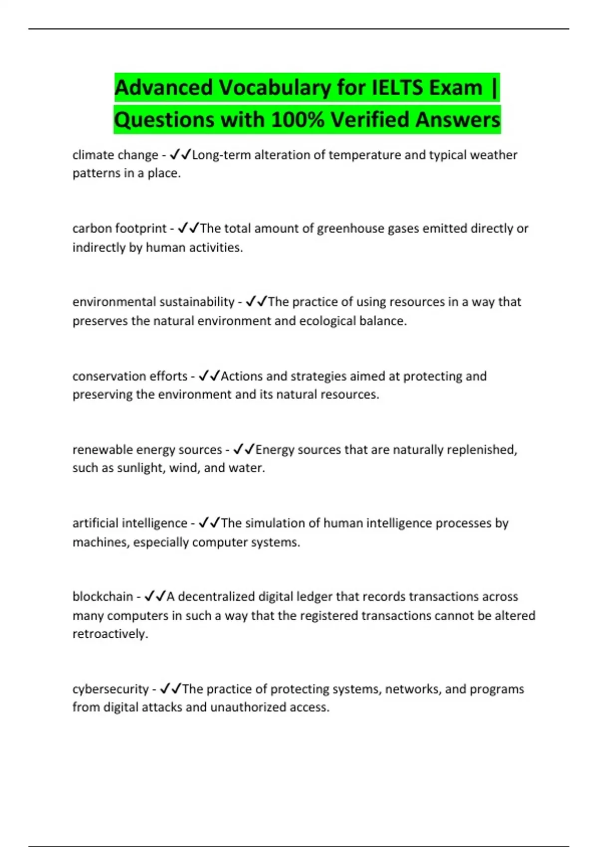 IELTS EXAMS BUNDLE| Questions with 100% Verified Answers - Stuvia US